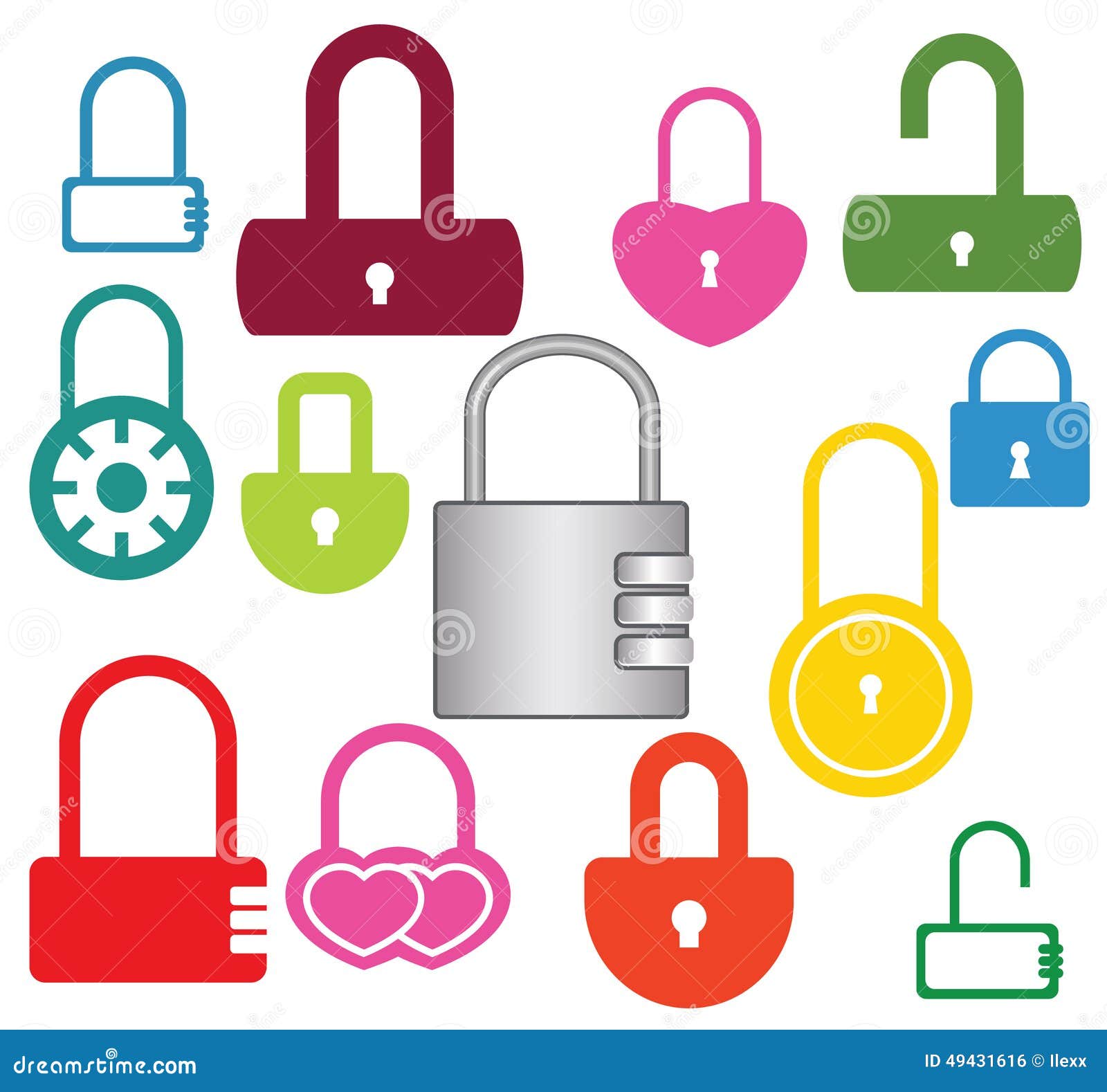 Padlock set stock illustration. Illustration of shape - 49431616