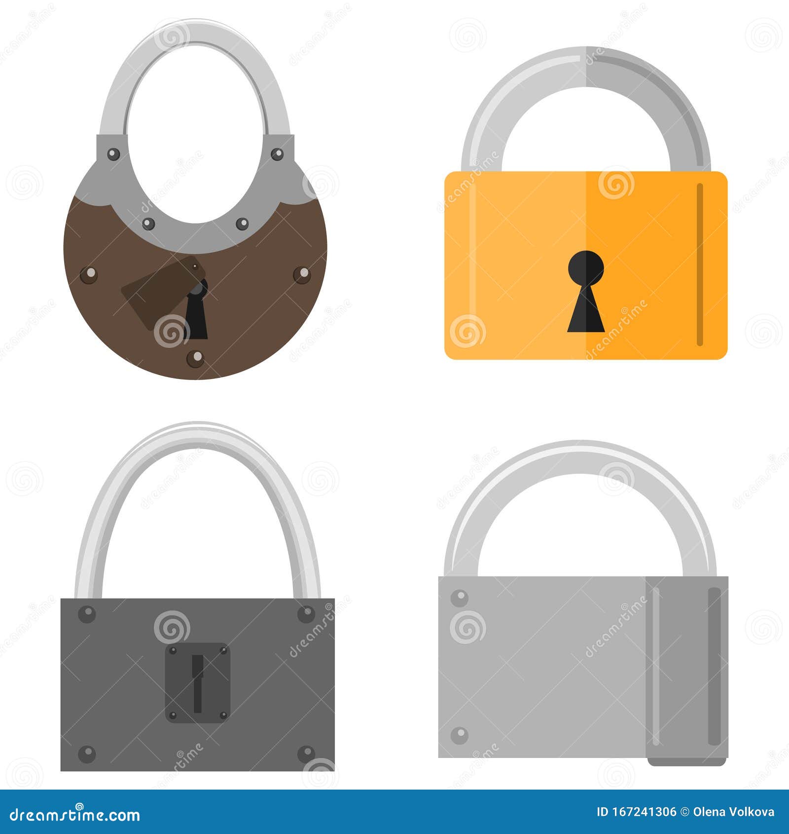 Padlock, a Set of Padlocks. Vector Illustration of a Padlock Stock ...