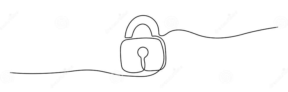 The Padlock Shape Drawing by Continuous Line, Thin Line Design Vector ...
