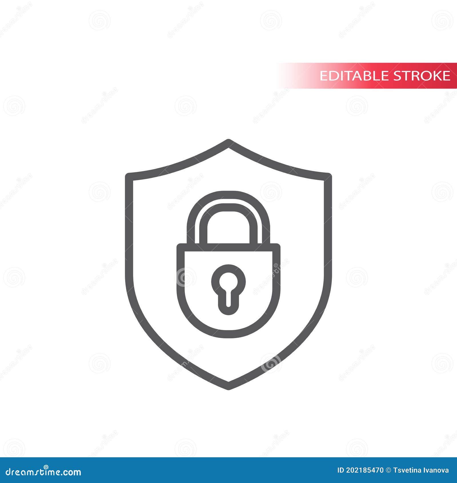 Padlock with Shield Outline Icon. Security, Safety Concept. Stock ...