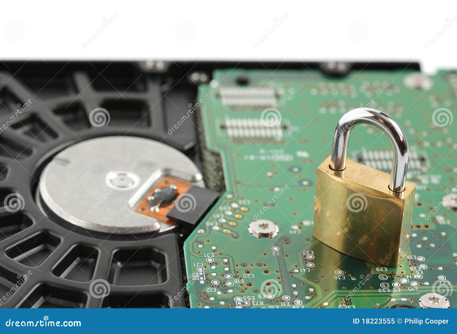 Padlock Sitting on Computer Hard Disk Drive Stock Image - Image of ...