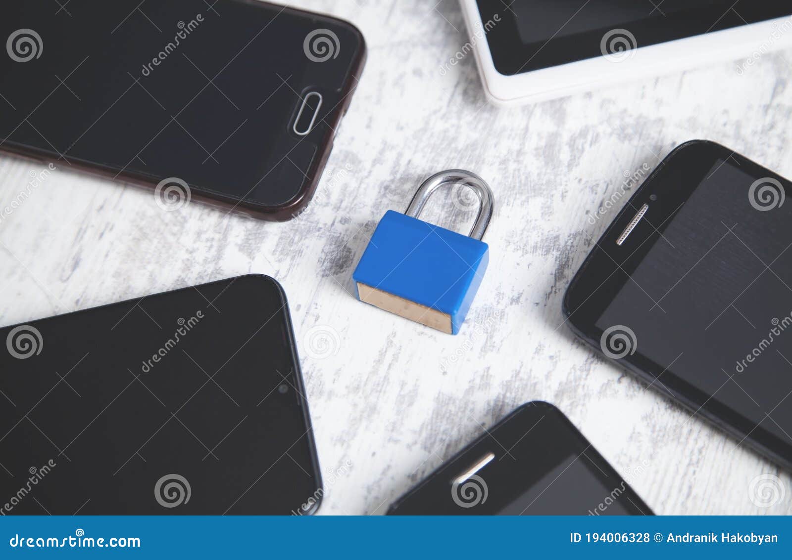 Padlock with Smartphones. Mobile Security Stock Photo - Image of danger ...