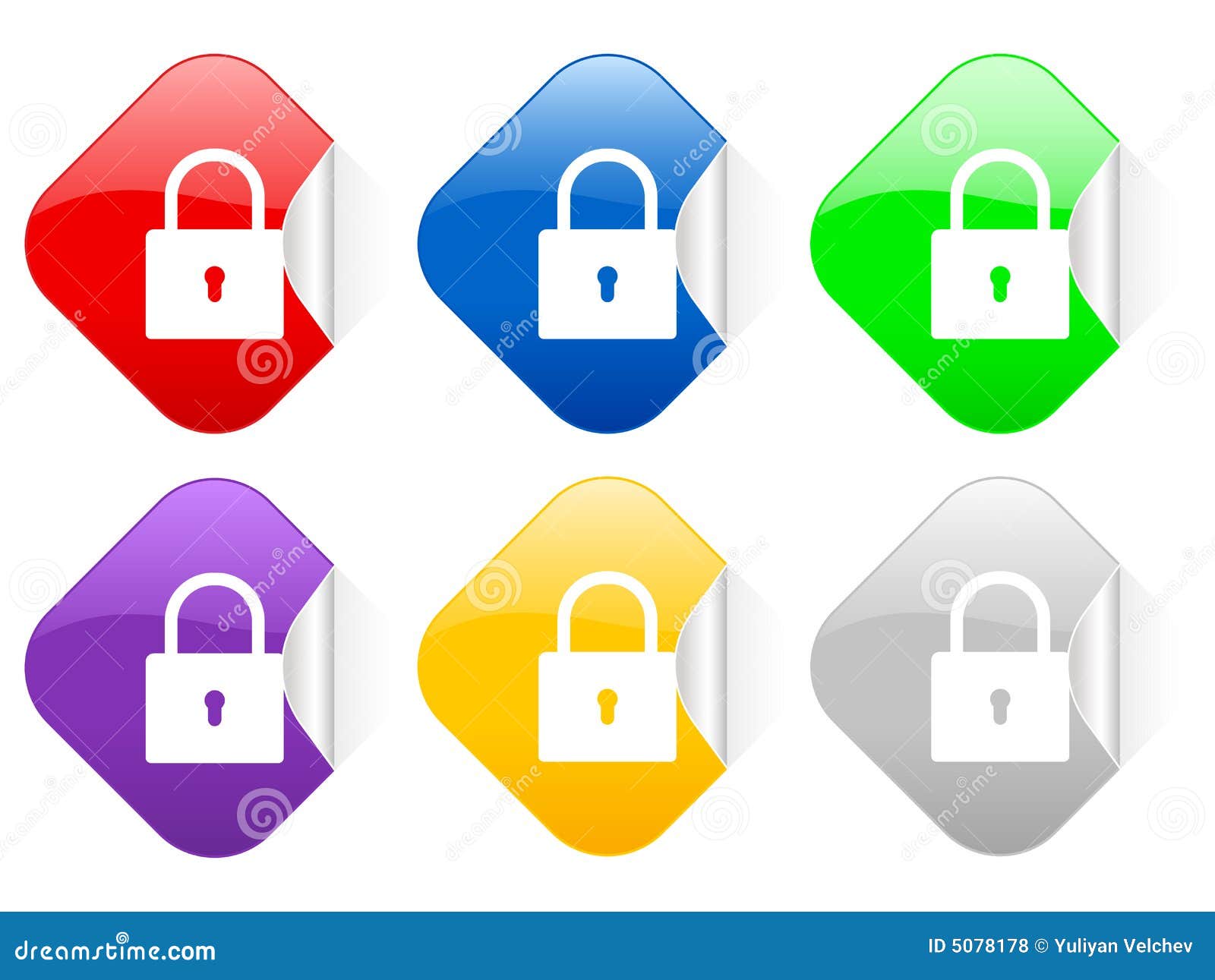 Padlock square stickers stock vector. Illustration of lock - 5078178