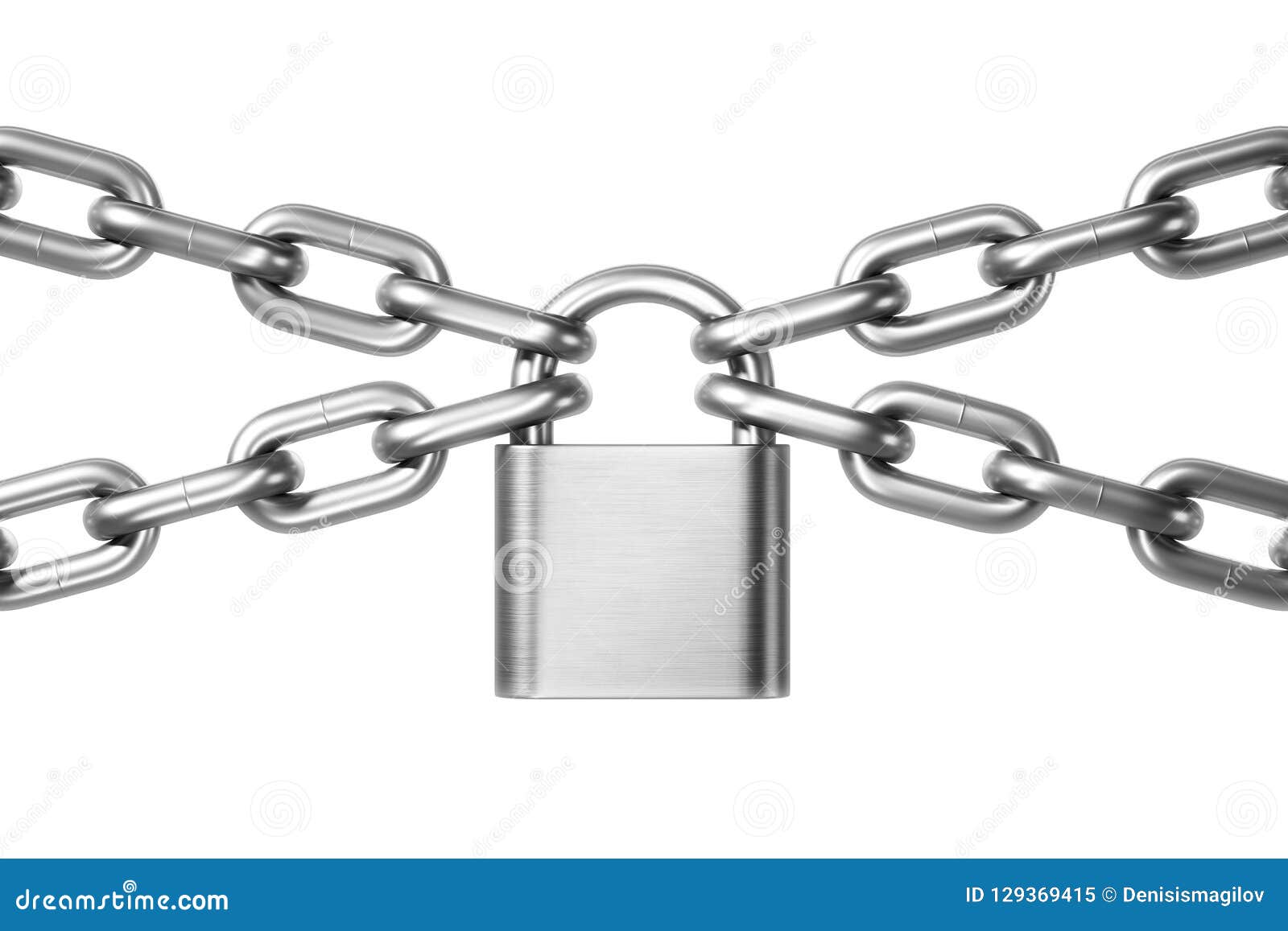 Padlock on Steel Chains Over White Background Stock Illustration ...