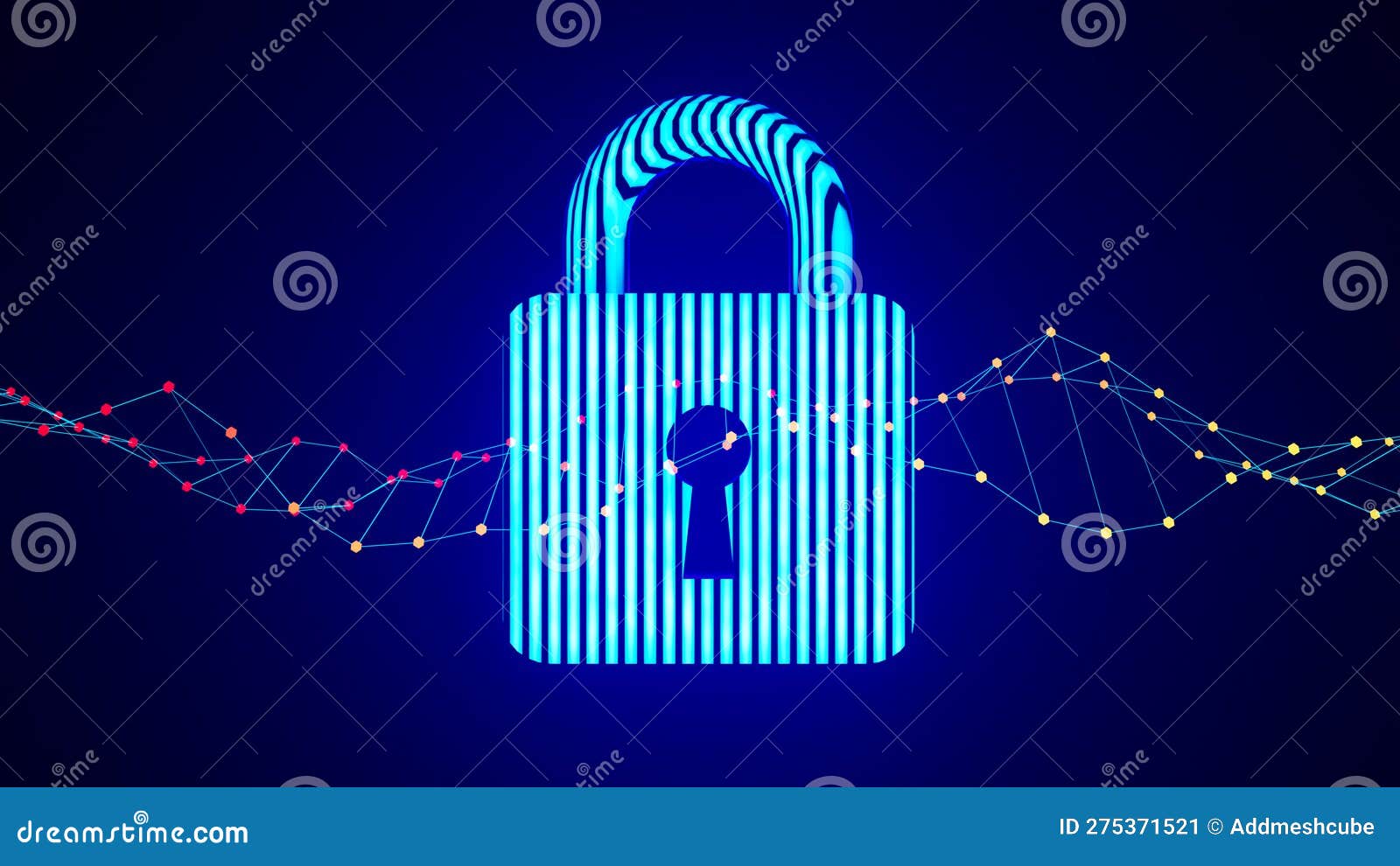 A Padlock Symbolizes the Encryption of Quantum Communication. 3d Stock ...