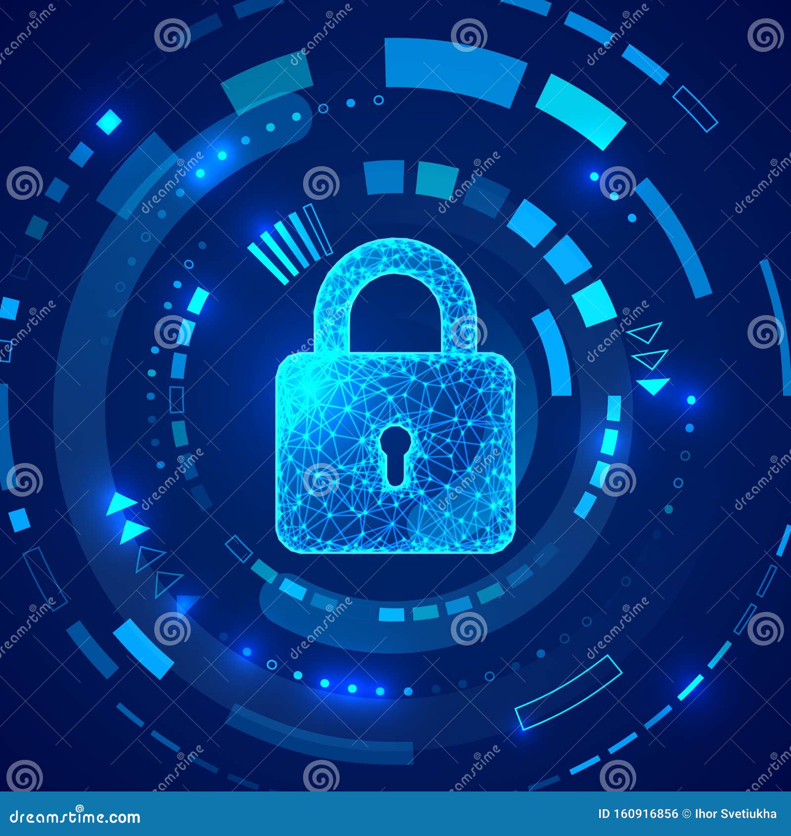 Padlock on Technology Background. Protection Concept of Digital and ...