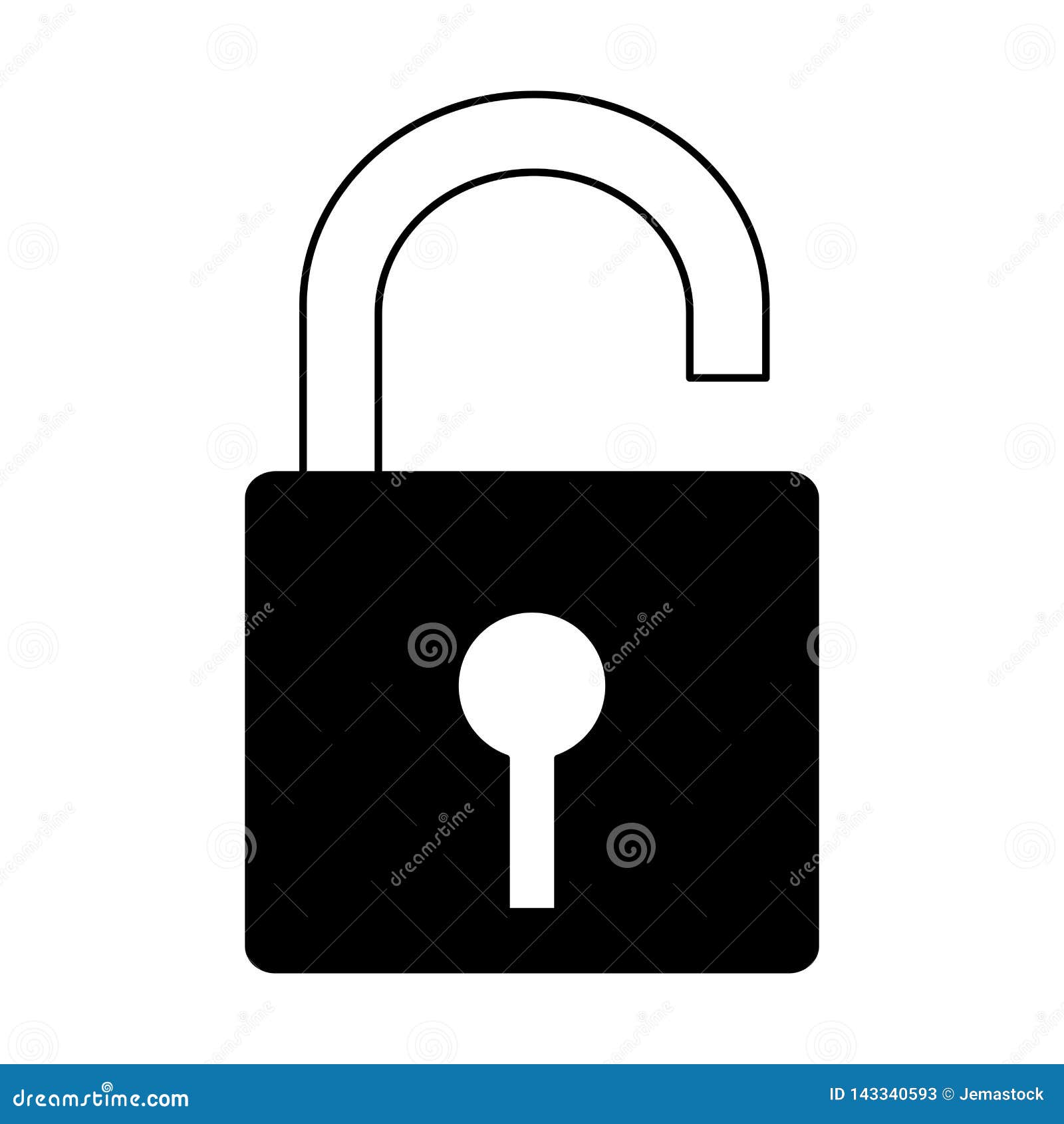 Padlock Unlocked Isolated in Black and White Stock Vector ...