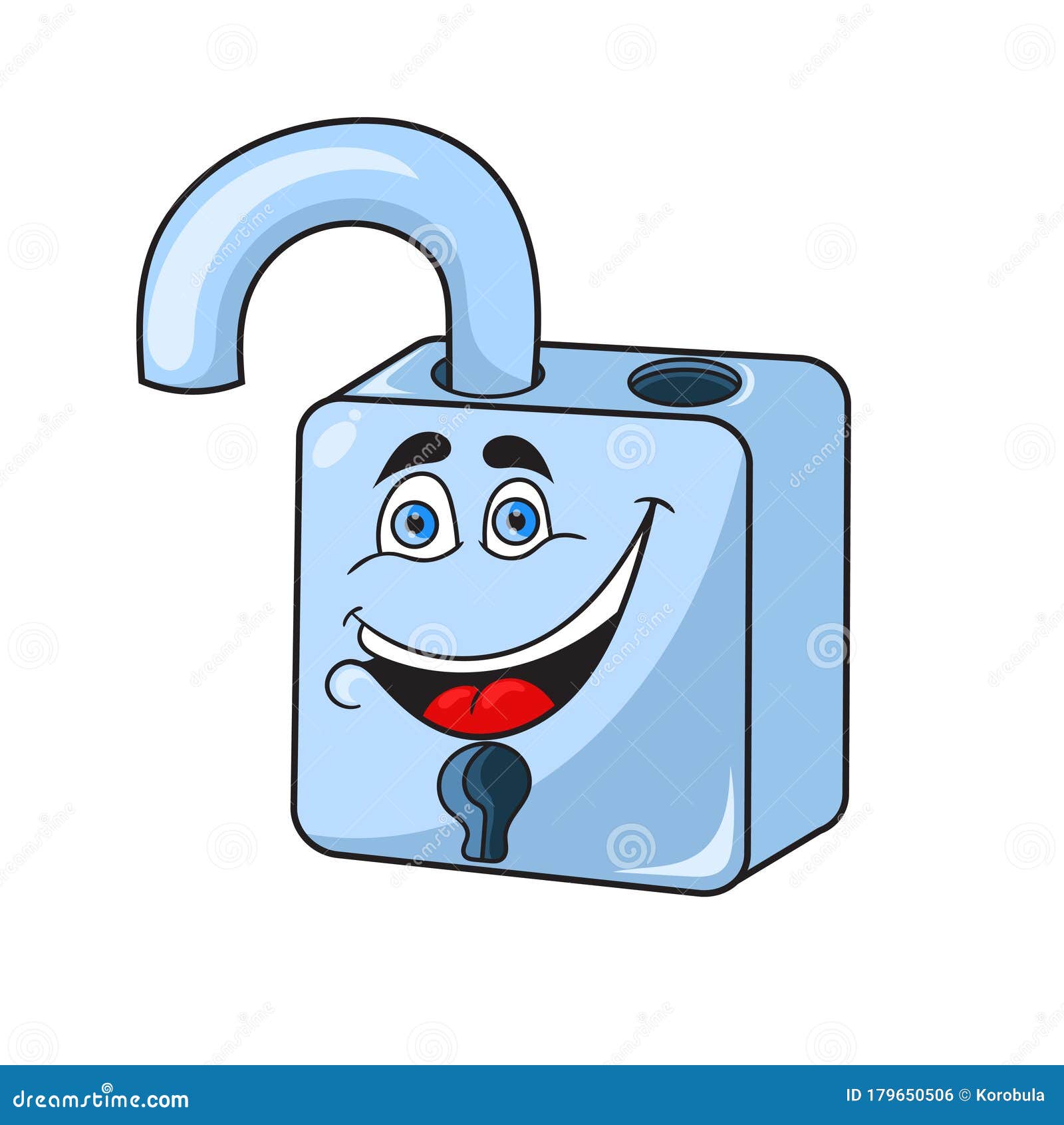 Padlock Unlocked Smiling Cartoon, Vector Illustration Stock Vector ...