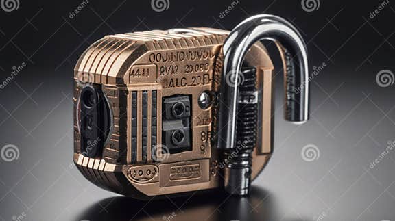 A Padlock with Biometric Identification Technology Denotes Secure ...