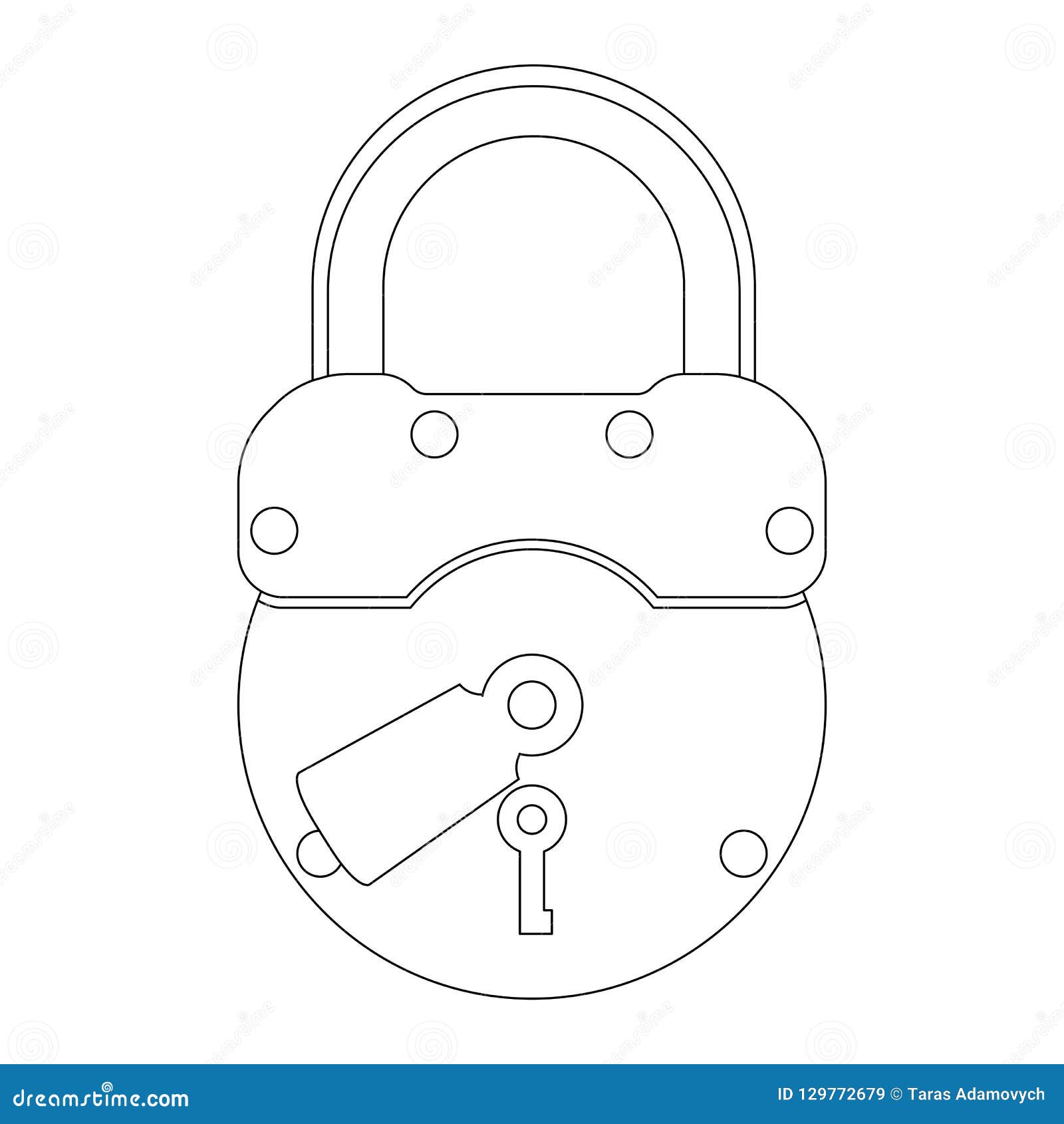Padlock Vector Illustration Lining Draw Front Stock Vector ...