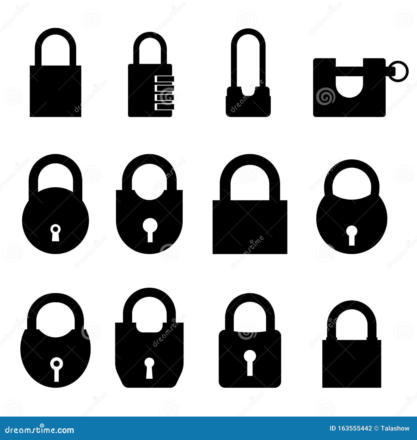 Padlock Vector Illustration Set on a White Isolated Background Stock ...