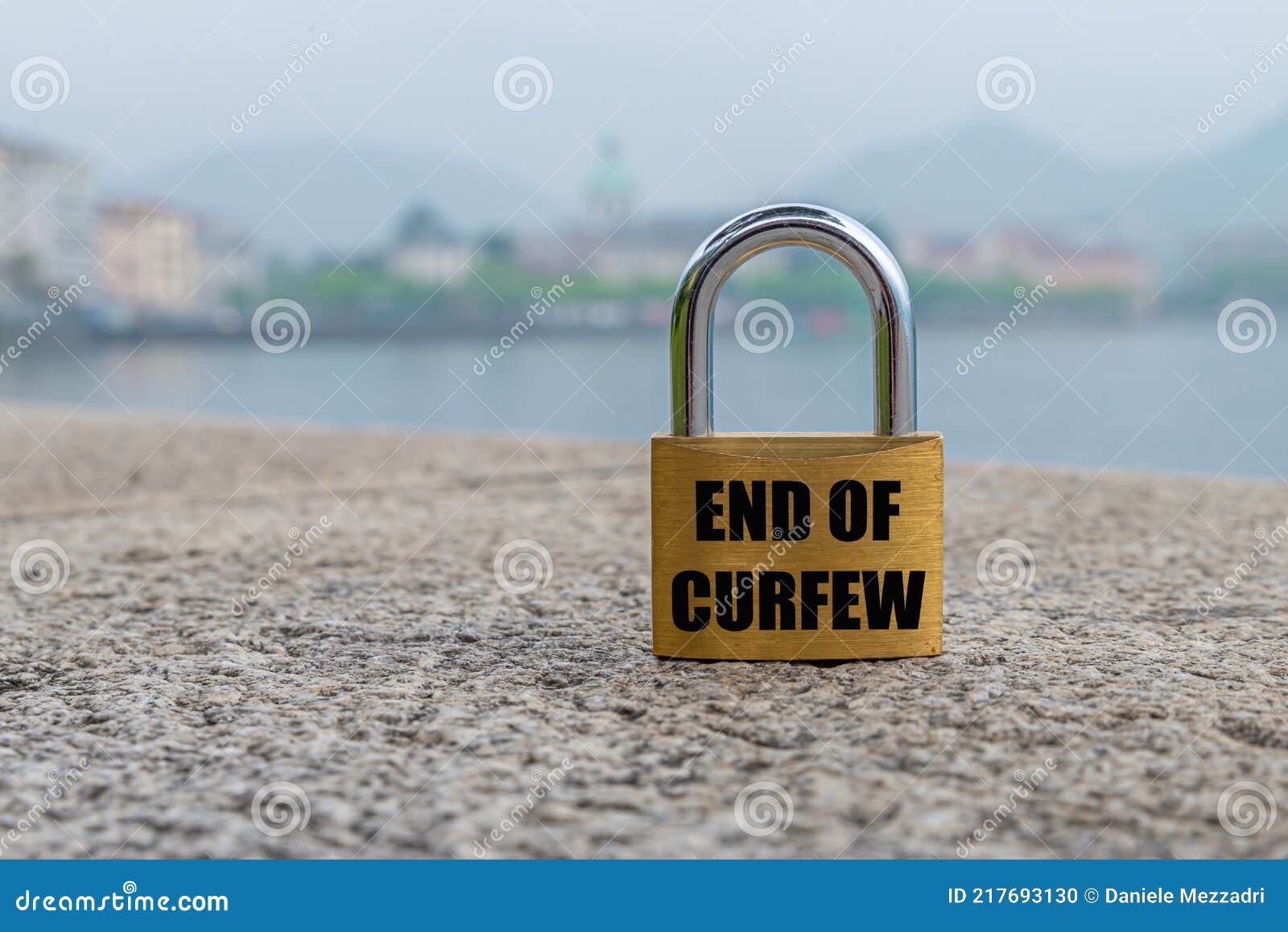 Padlock with the Words `end of Curfew` in English Language. Stock Photo ...