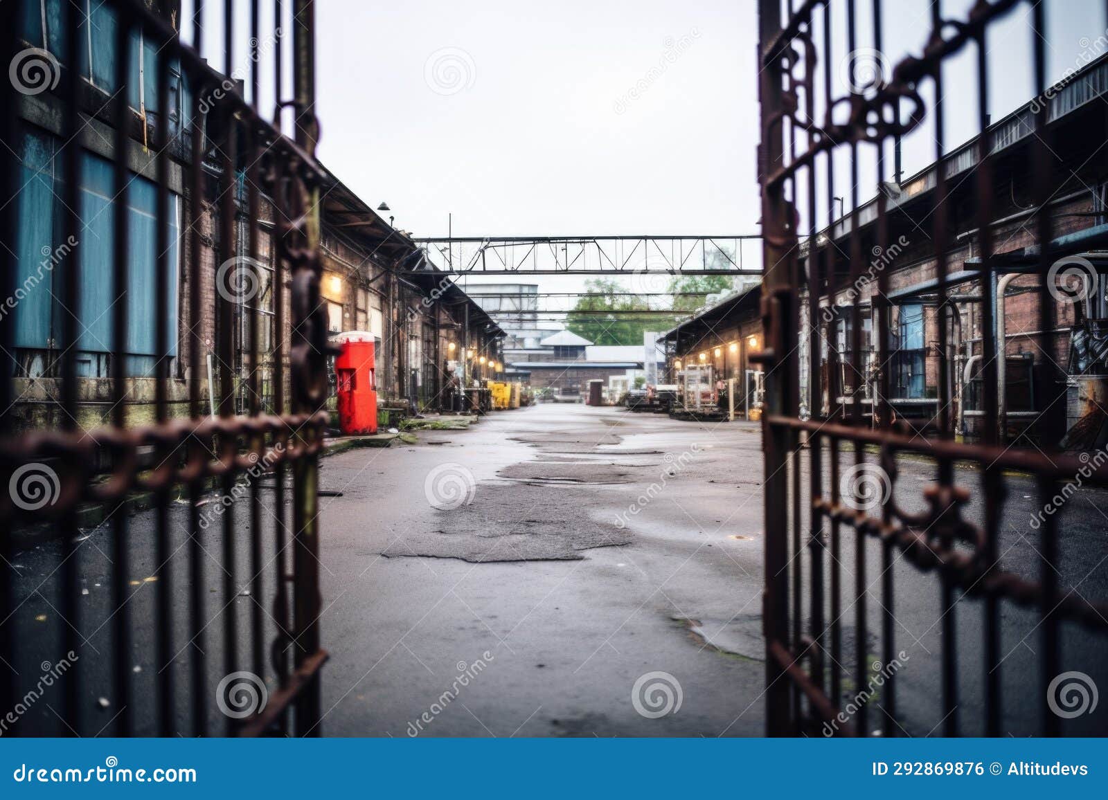 A padlocked factory gate stock photo. Image of padlocked - 292869876