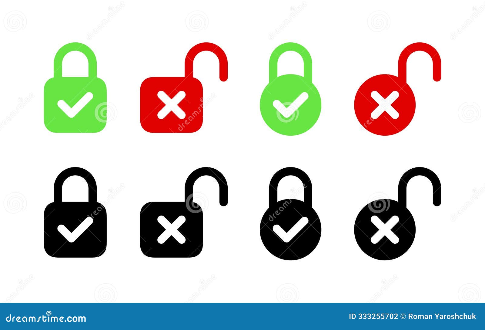 Padlocks with Check Mark Icons. Locks Icons Stock Vector - Illustration ...