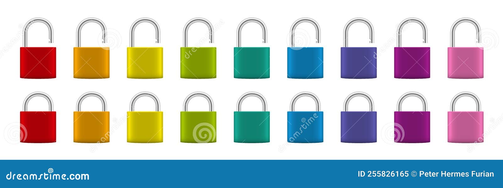 Padlocks Colored Set Locked Unlocked Open Closed Stock Vector ...
