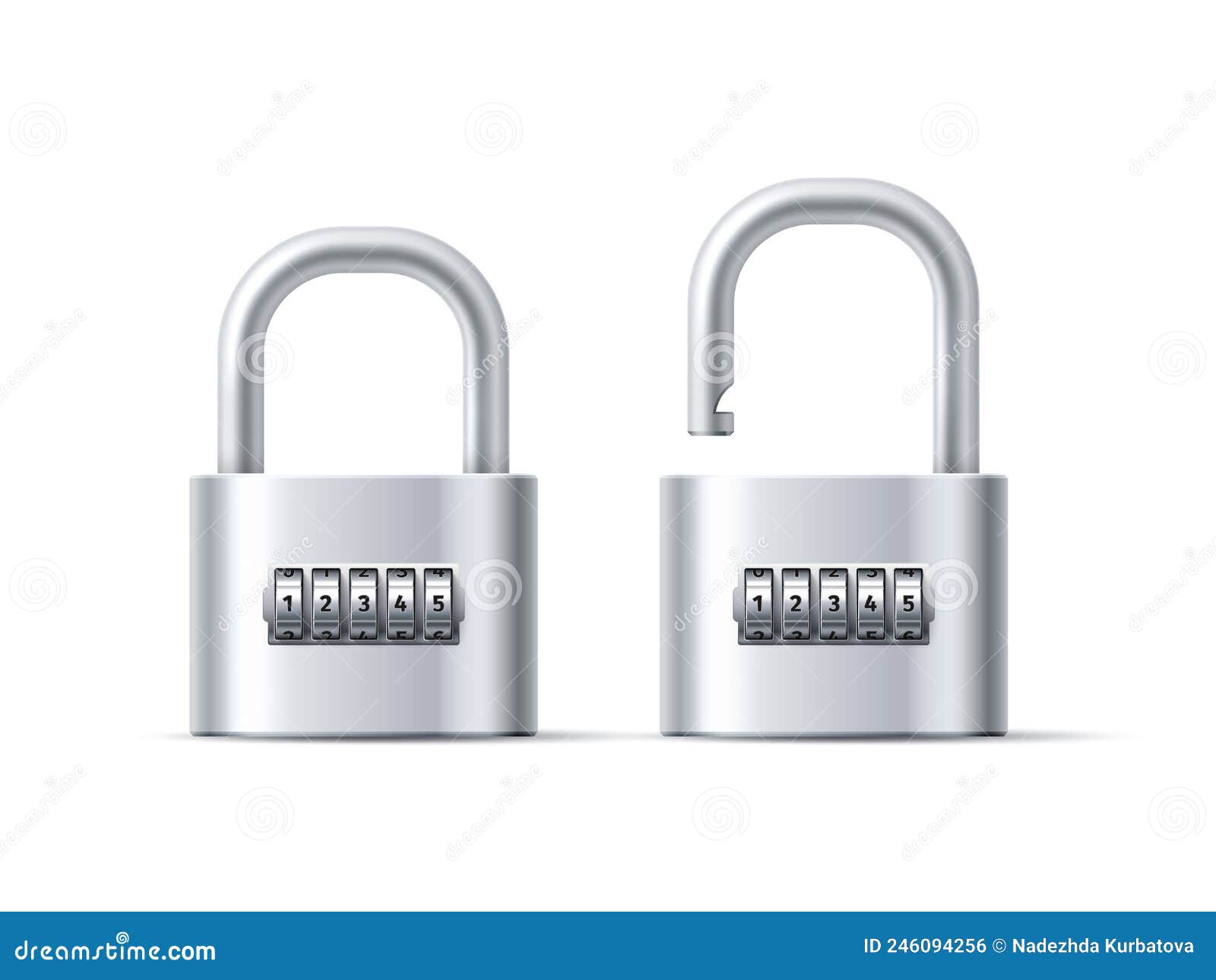 Padlocks Combination. Realistic Metallic Locks. Secret Key Code ...