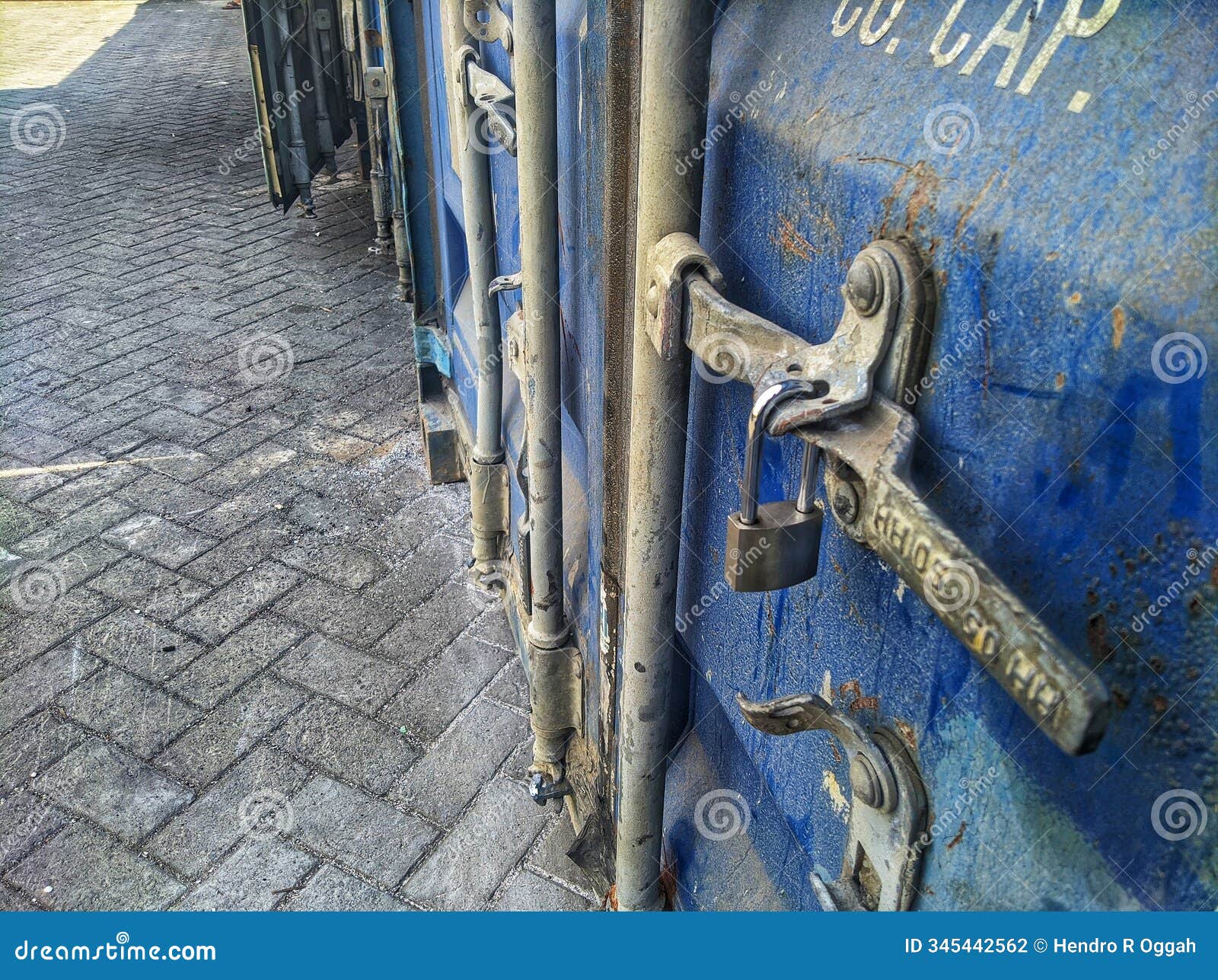 Padlocks and Container Door Handles Stock Photo - Image of transport ...