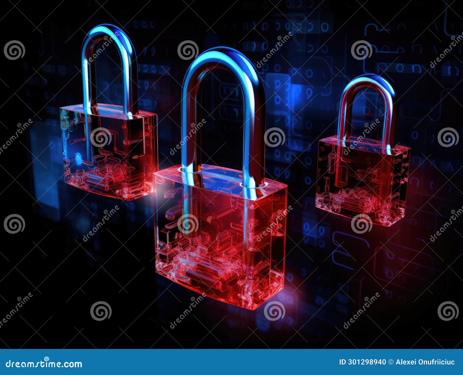 Padlocks in Front of Digital Codes. Cybersecurity. Locks. Keys Stock ...
