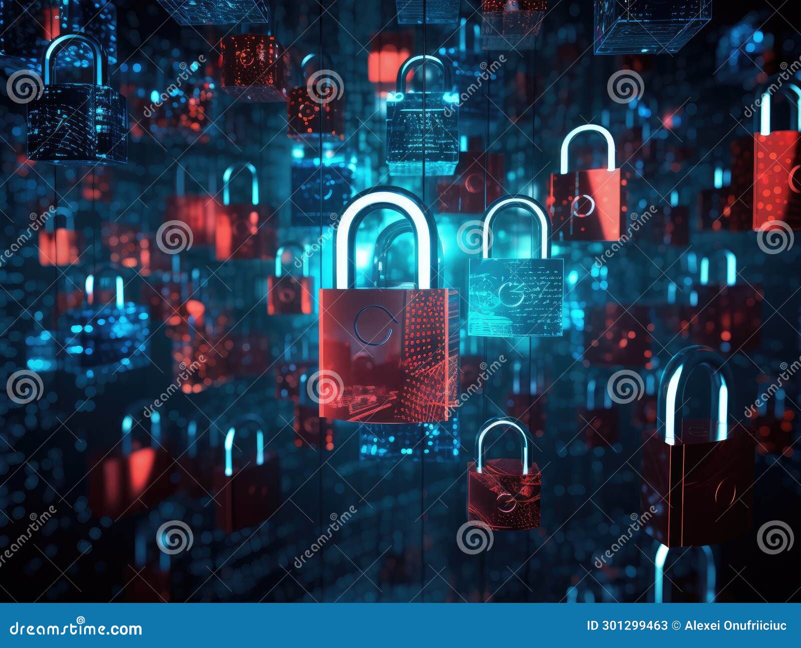 Padlocks in Front of Digital Codes. Cybersecurity. Locks. Keys Stock ...