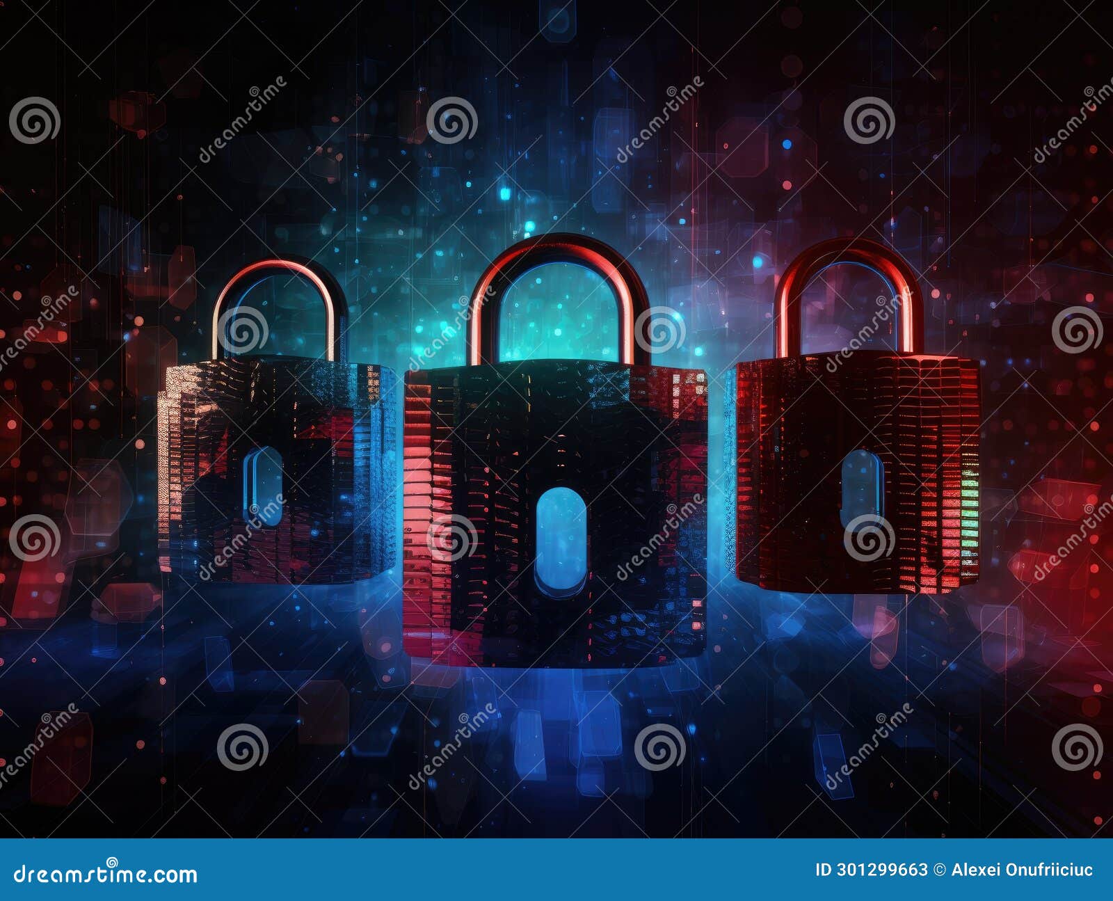 Padlocks in Front of Digital Codes. Cybersecurity. Locks. Keys Stock ...