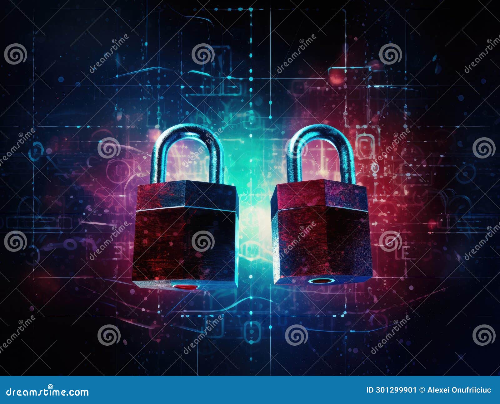 Padlocks in Front of Digital Codes. Cybersecurity. Locks. Keys Stock ...