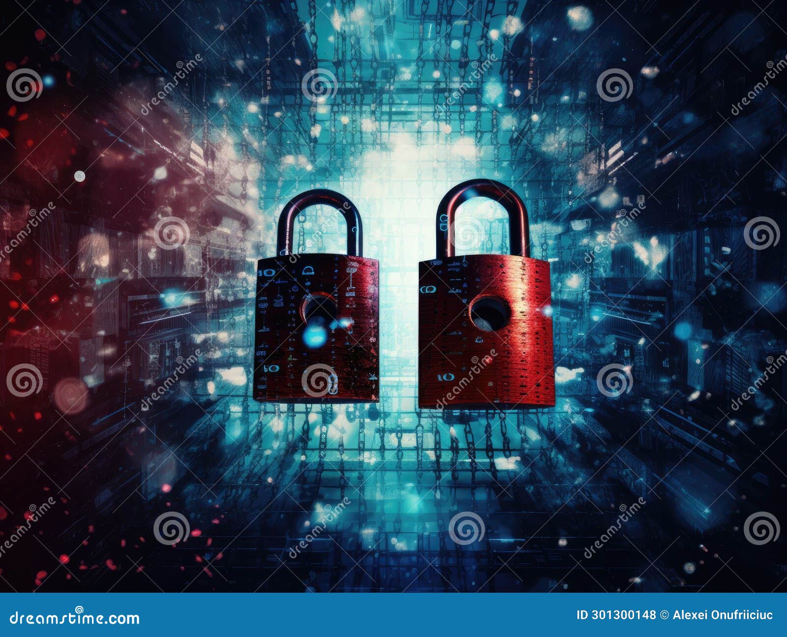 Padlocks in Front of Digital Codes. Cybersecurity. Locks. Keys Stock ...