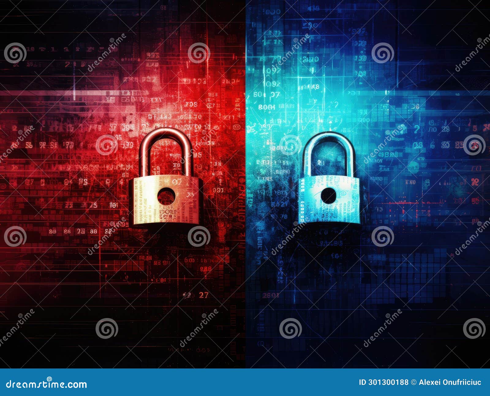 Padlocks in Front of Digital Codes. Cybersecurity. Locks. Keys Stock ...