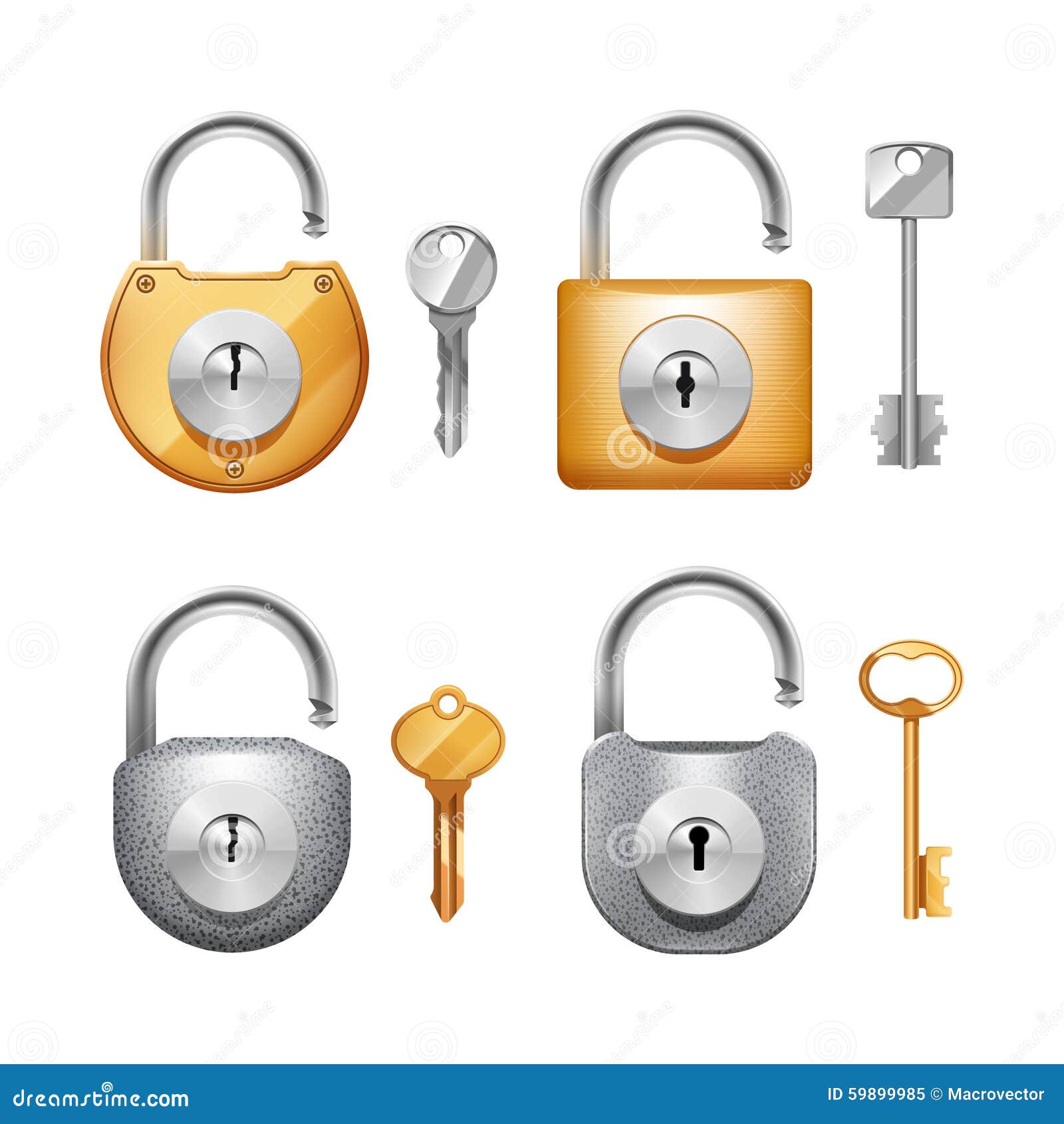 Padlocks and Keys Realistic Set Stock Vector - Illustration of burglary ...