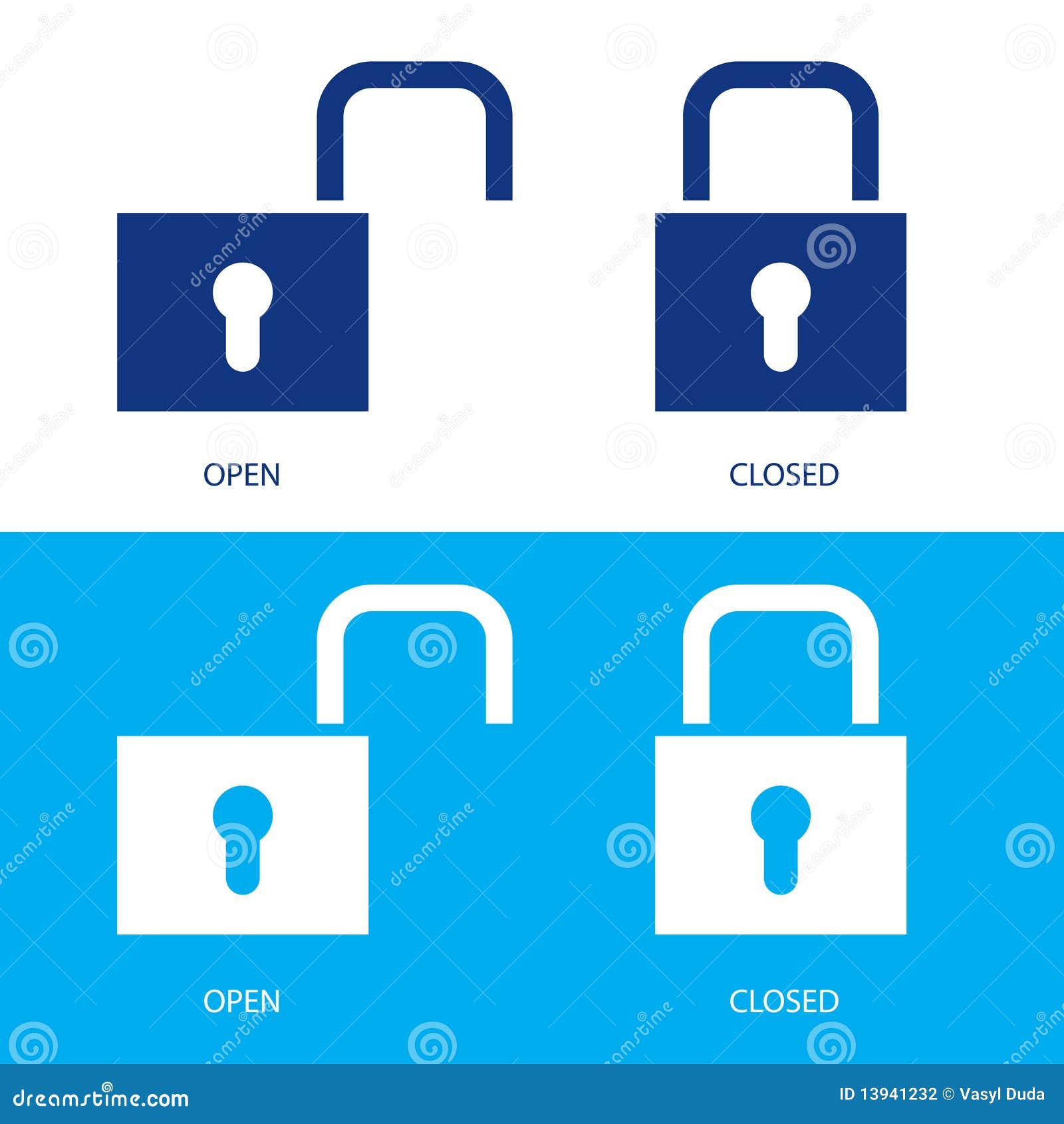 Padlocks in Open and Closed Positions Stock Vector - Illustration of ...