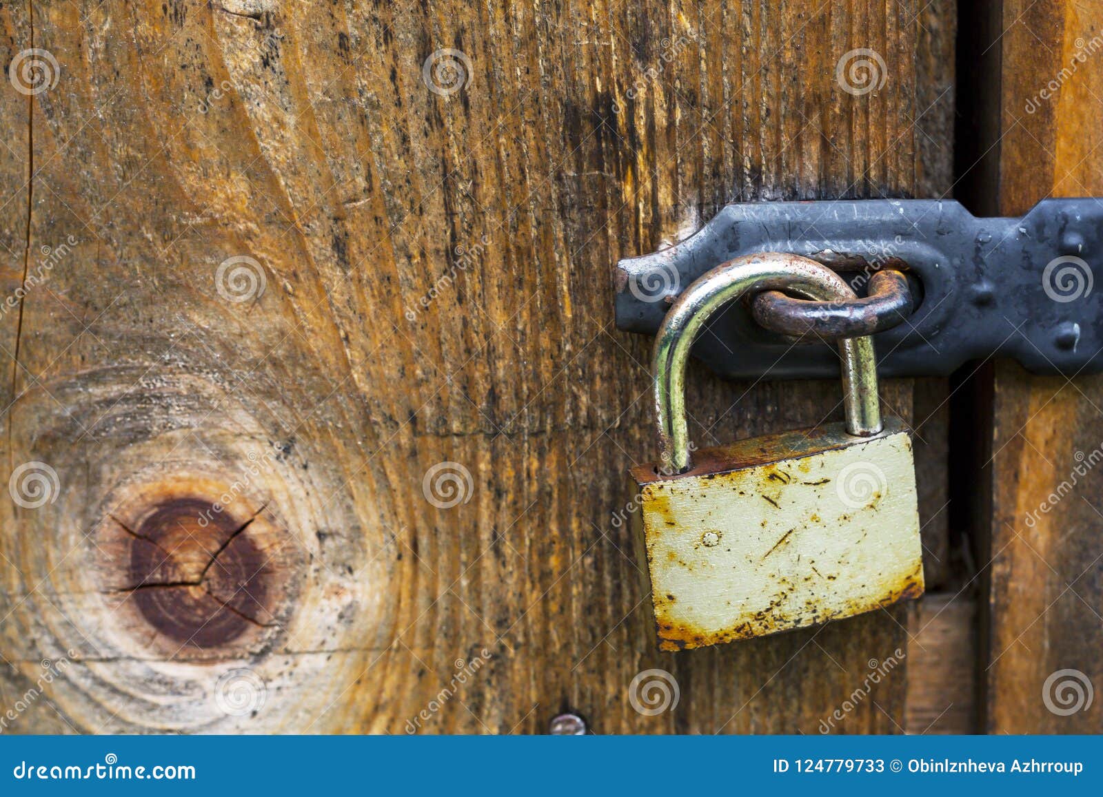 Padlock on the door stock image. Image of skewer, sliding - 124779733