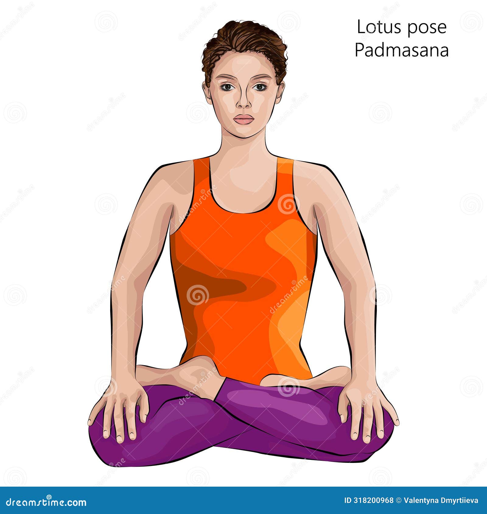 Padmasana yoga pose. stock vector. Illustration of sport - 318200968