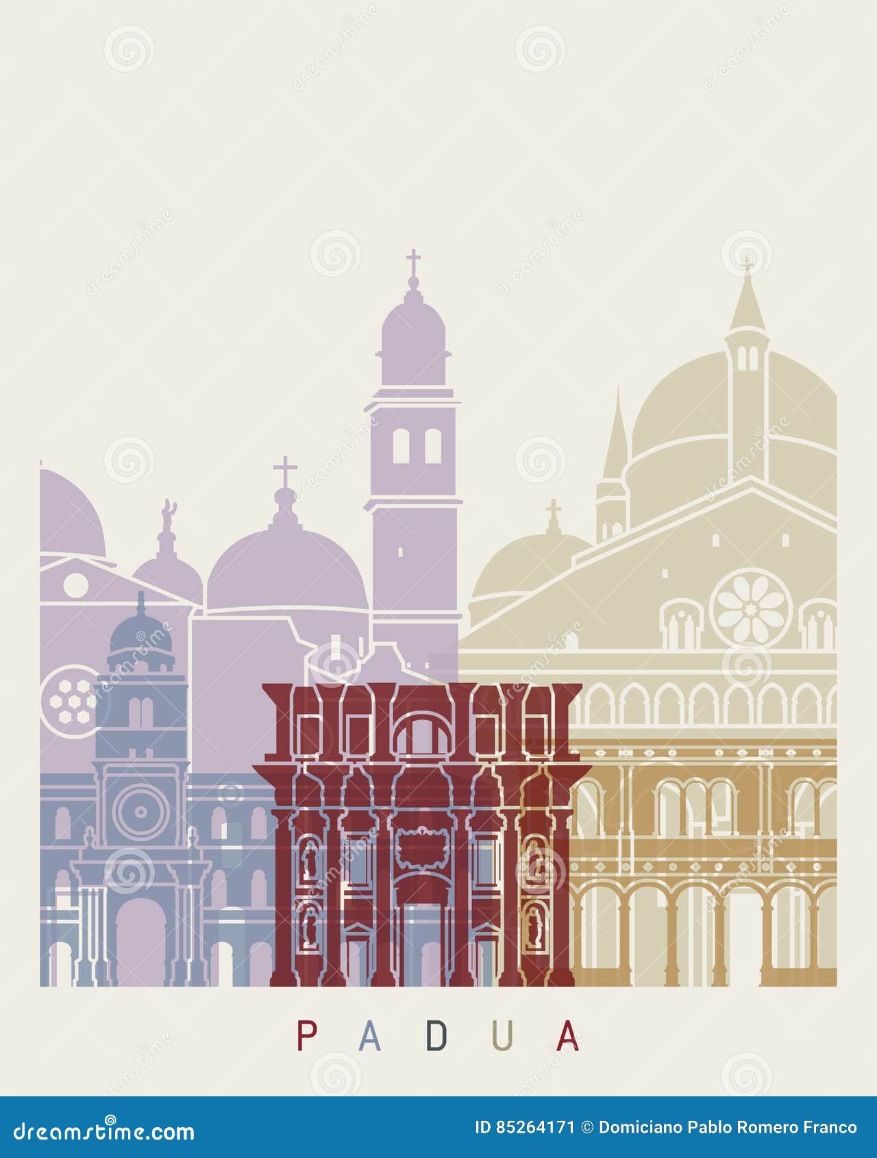 Padua skyline poster stock vector. Illustration of background - 85264171