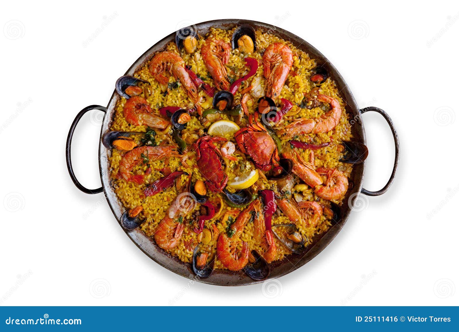 Paella Español Tradicional Aislado Foto de archivo - Imagen de cacerola ...
