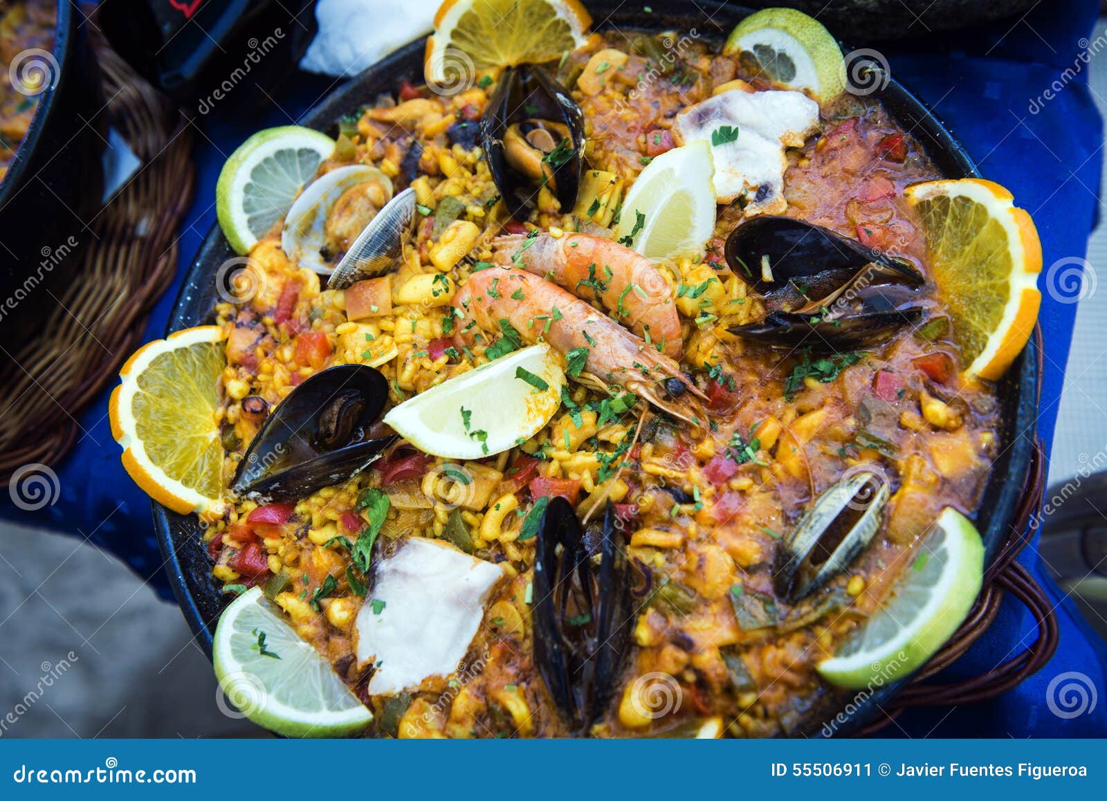 Paella stock image. Image of paellera, fish, barcelona - 55506911
