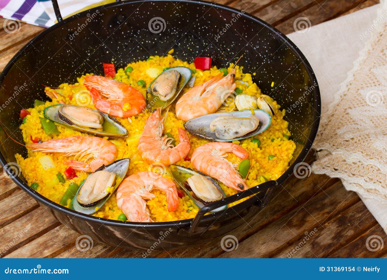 Paella -traditional Spanish Dish Stock Photo - Image of orange, bomba ...