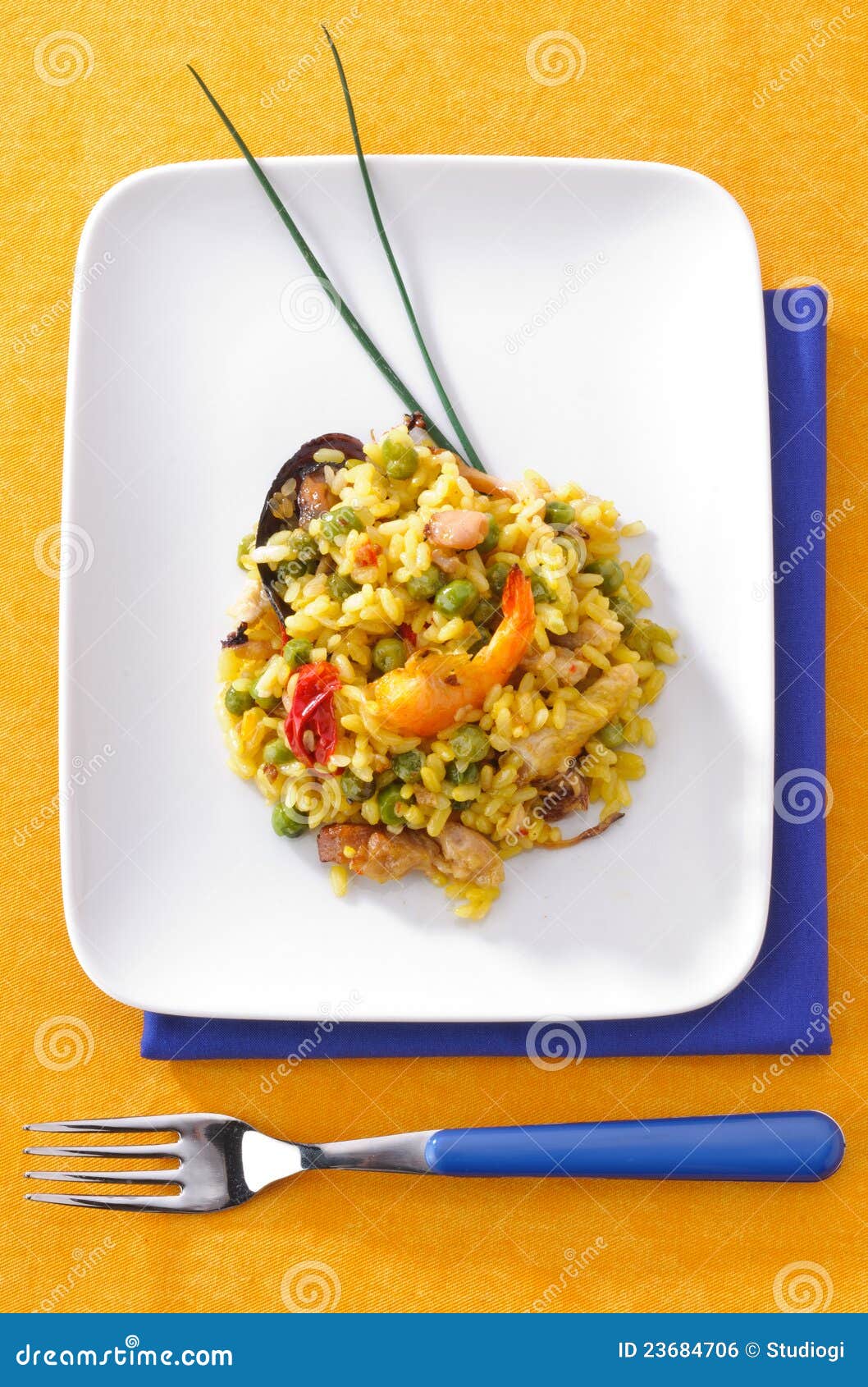 Paella, Typical Spanish Dish Stock Photo - Image of fork, cooking: 23684706
