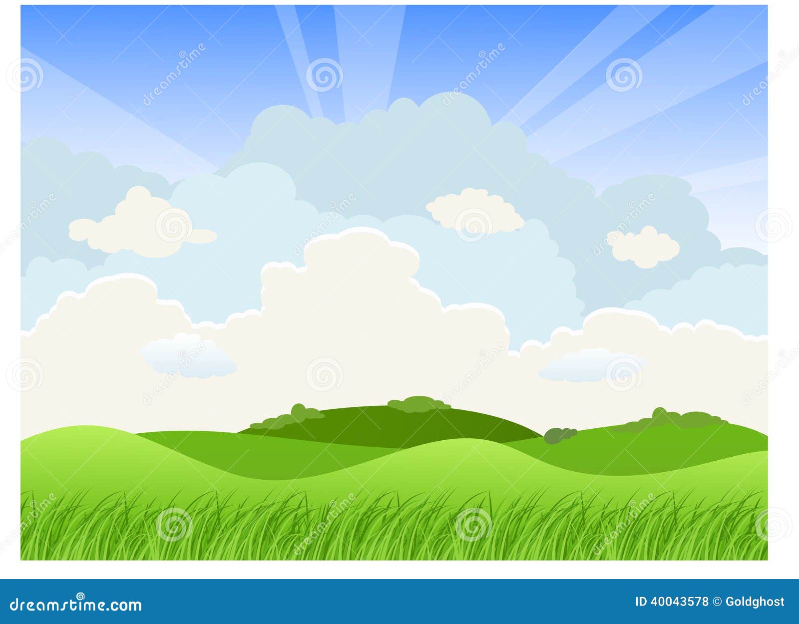 Paesaggio Con Le Colline E Le Nuvole Illustrazione Vettoriale ...