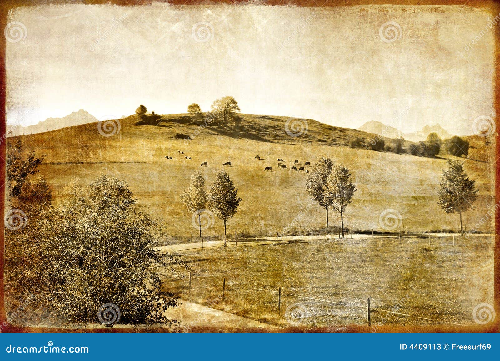 Paesaggio dell'annata illustrazione di stock. Illustrazione di ...