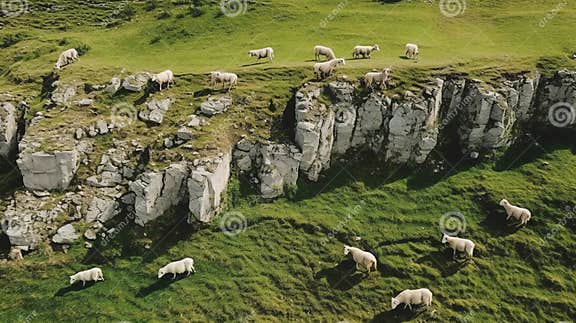 Paesaggio Delle Grandi Montagne Verdi Generative Con Greggi Di Lenzuola ... Paesaggio Delle Grandi Montagne Verdi Generative Con Greggi Di Lenzuola ...