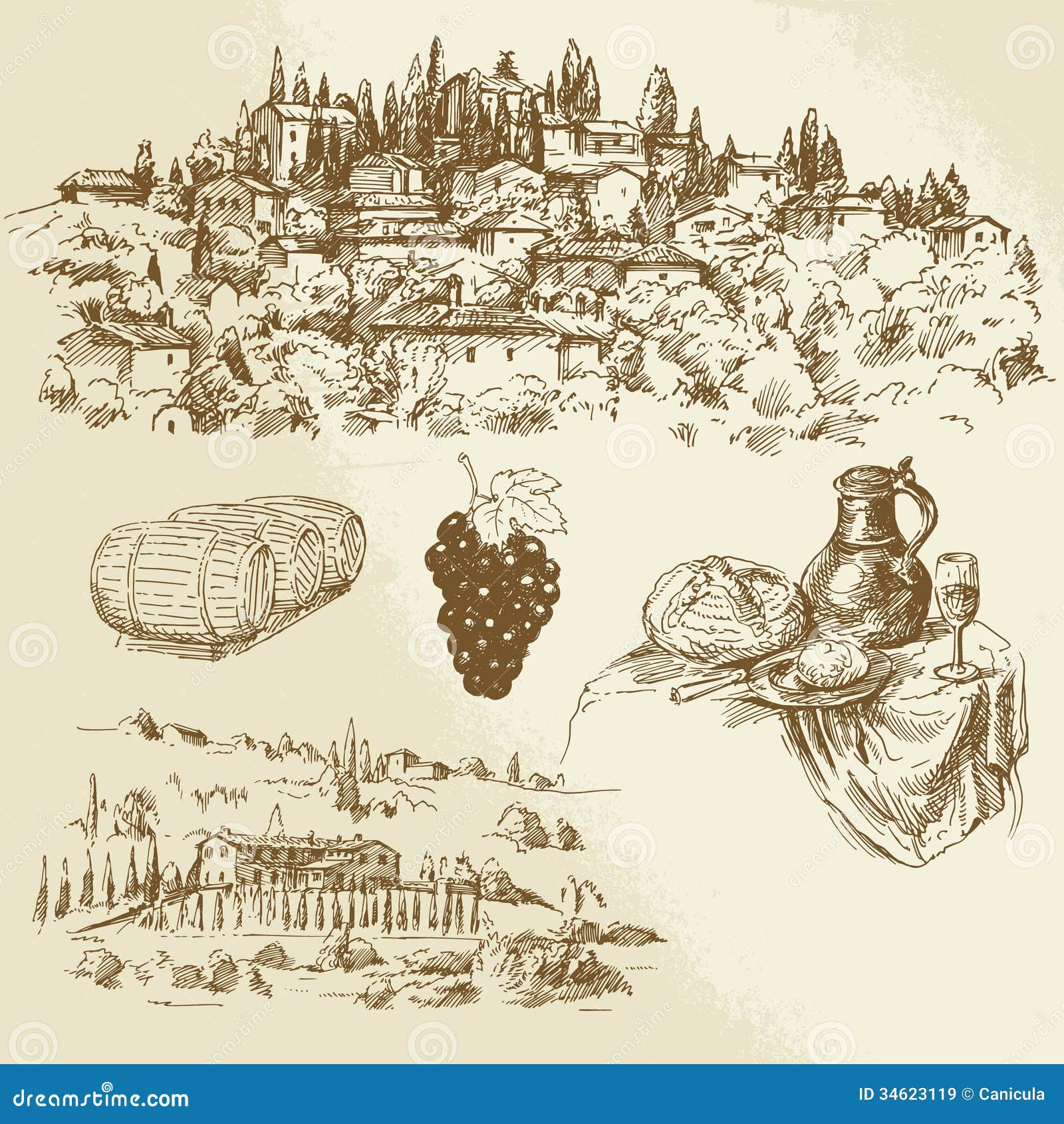 Paesaggio Rurale Italiano - Vigna Illustrazione Vettoriale ...