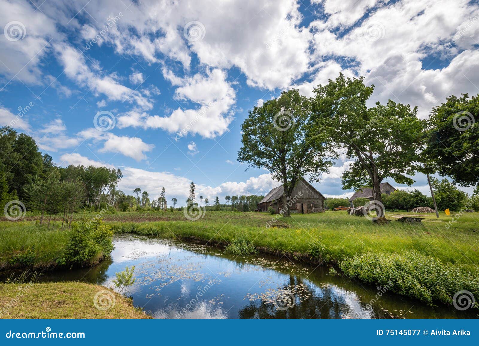 Paesaggio rurale lettone immagine stock. Immagine di azione - 75145077