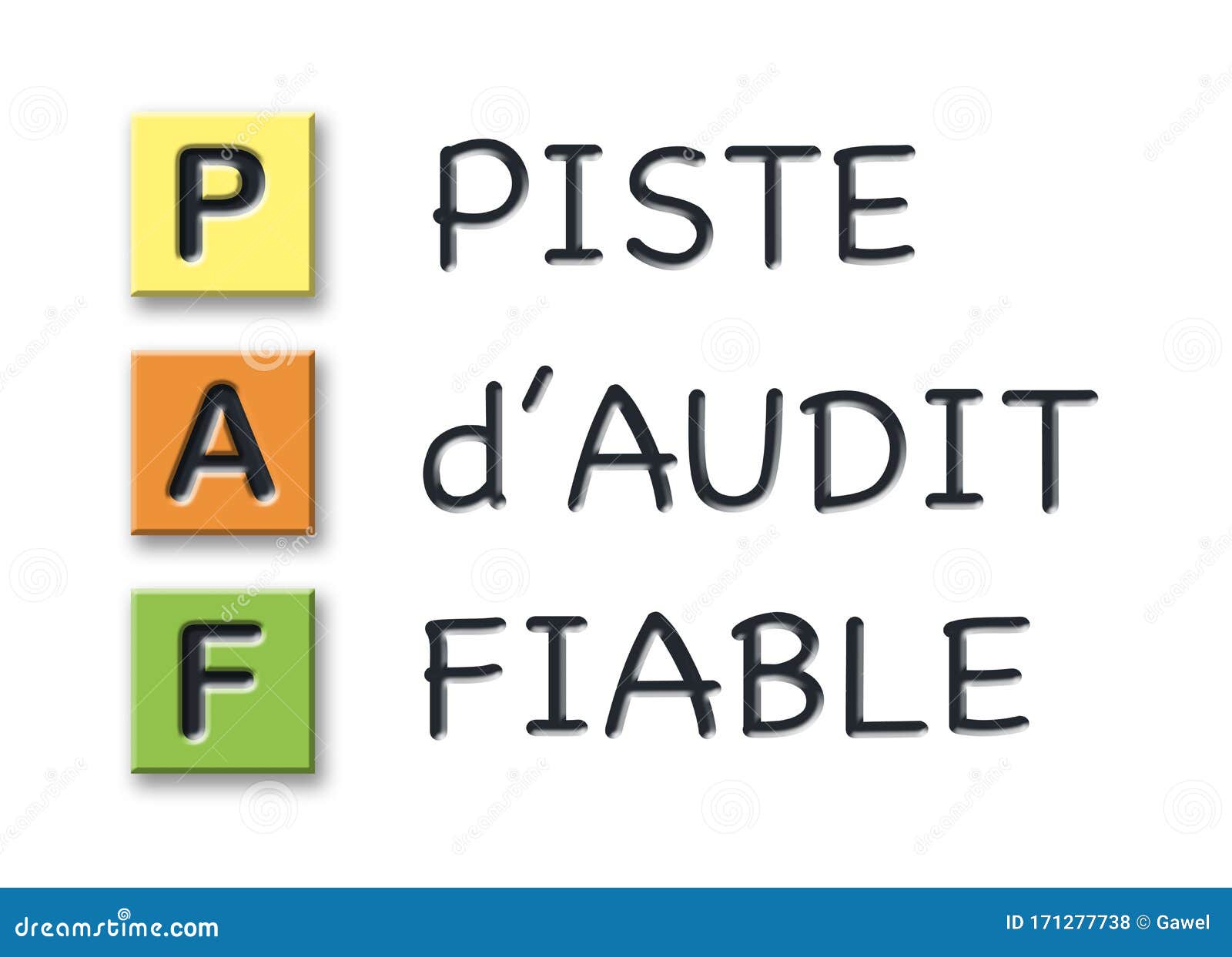 PAF Initials in Colored 3d Cubes with Meaning in French Language Stock ...