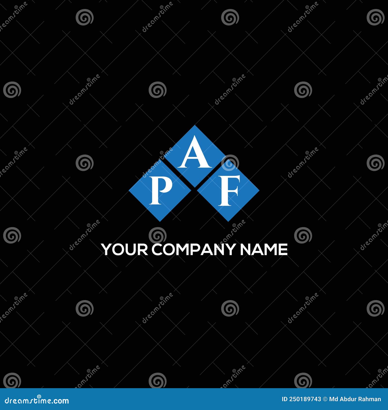 PAF Letter Logo Design On BLACK Background. PAF Creative Initials ...