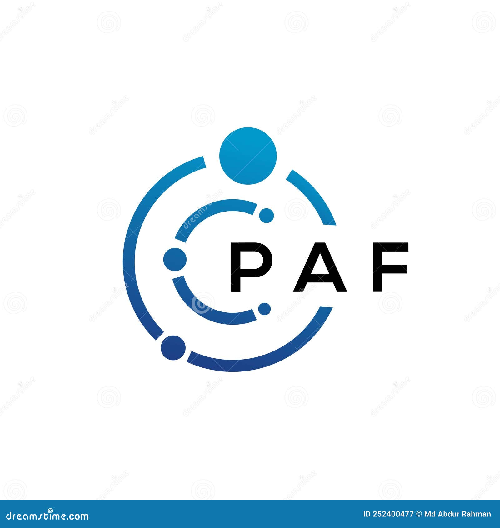 PAF Letter Technology Logo Design on White Background. PAF Creative ...