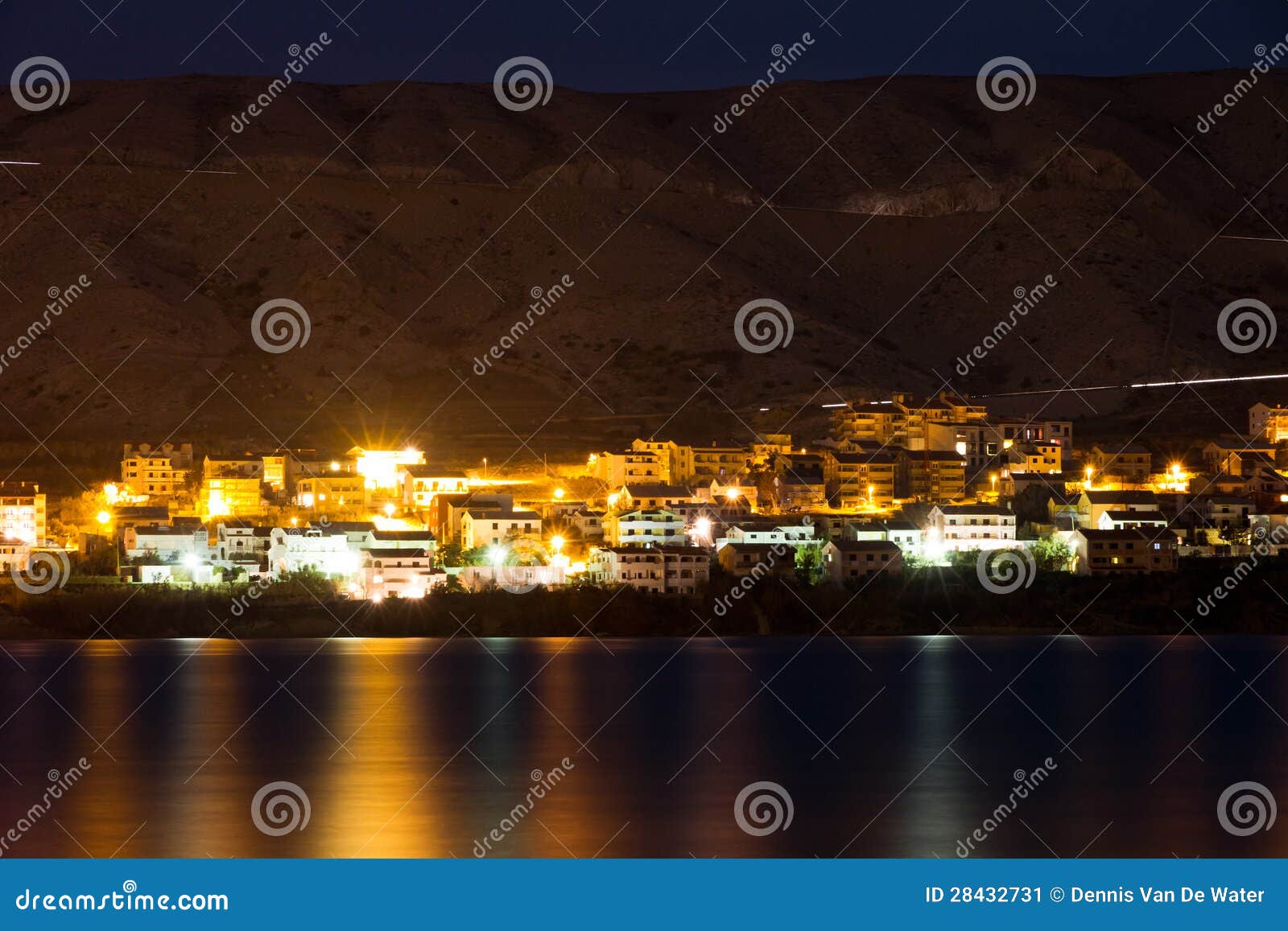 Pag at night stock image. Image of croatia, town, summer - 28432731