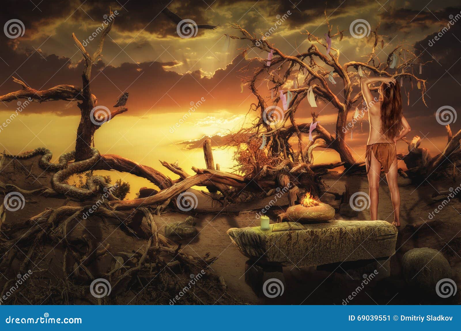 Pagan Ritual Dance, Three Slavic Young Women Dancing Wearing ...