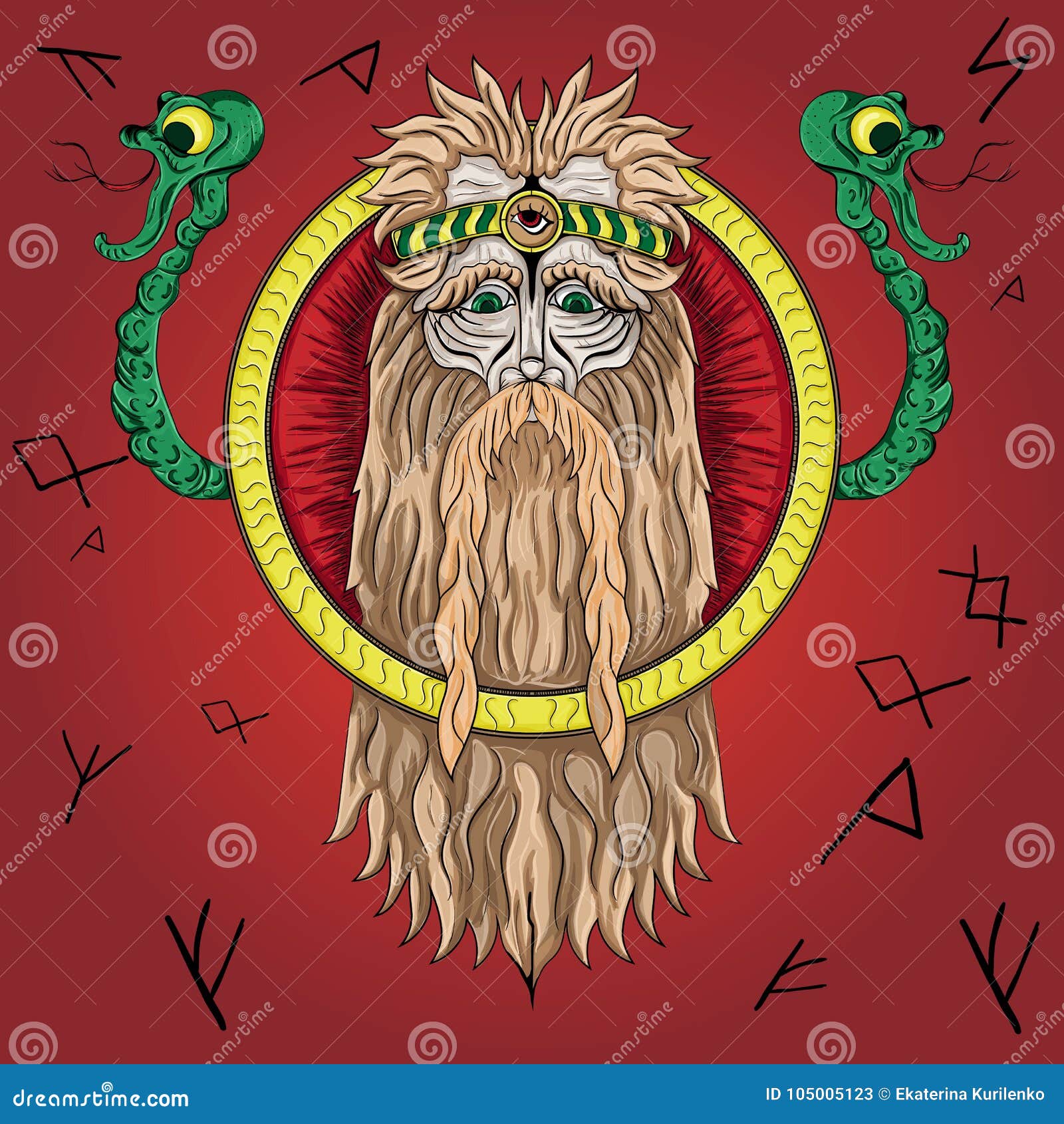 Pagan Old God and the Snake Stock Vector - Illustration of ethnic, myth ...