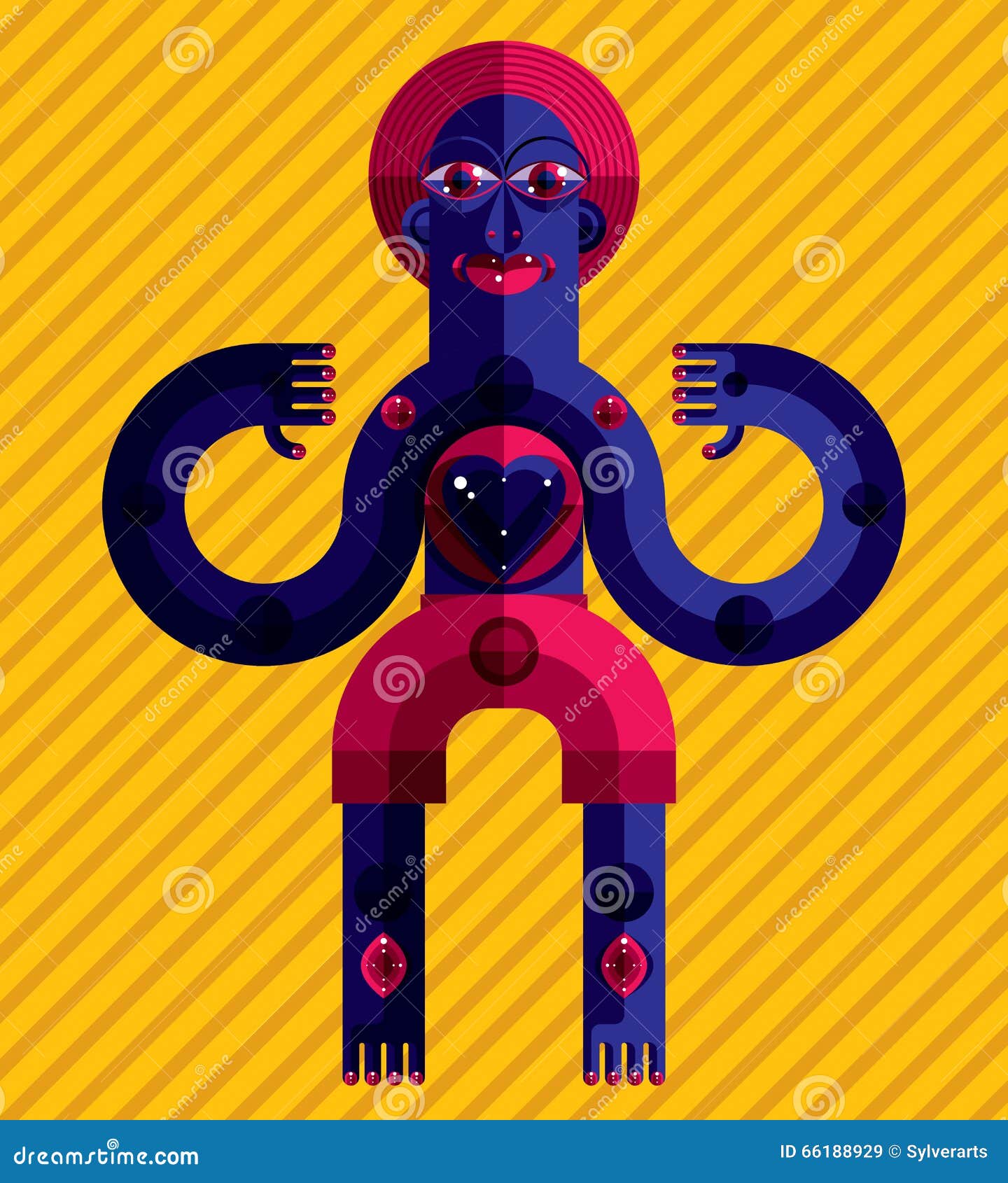 Pagan Symbol Vector Illustration Spiritual Cult Theme Modernistic Drawing Of A Weird Character