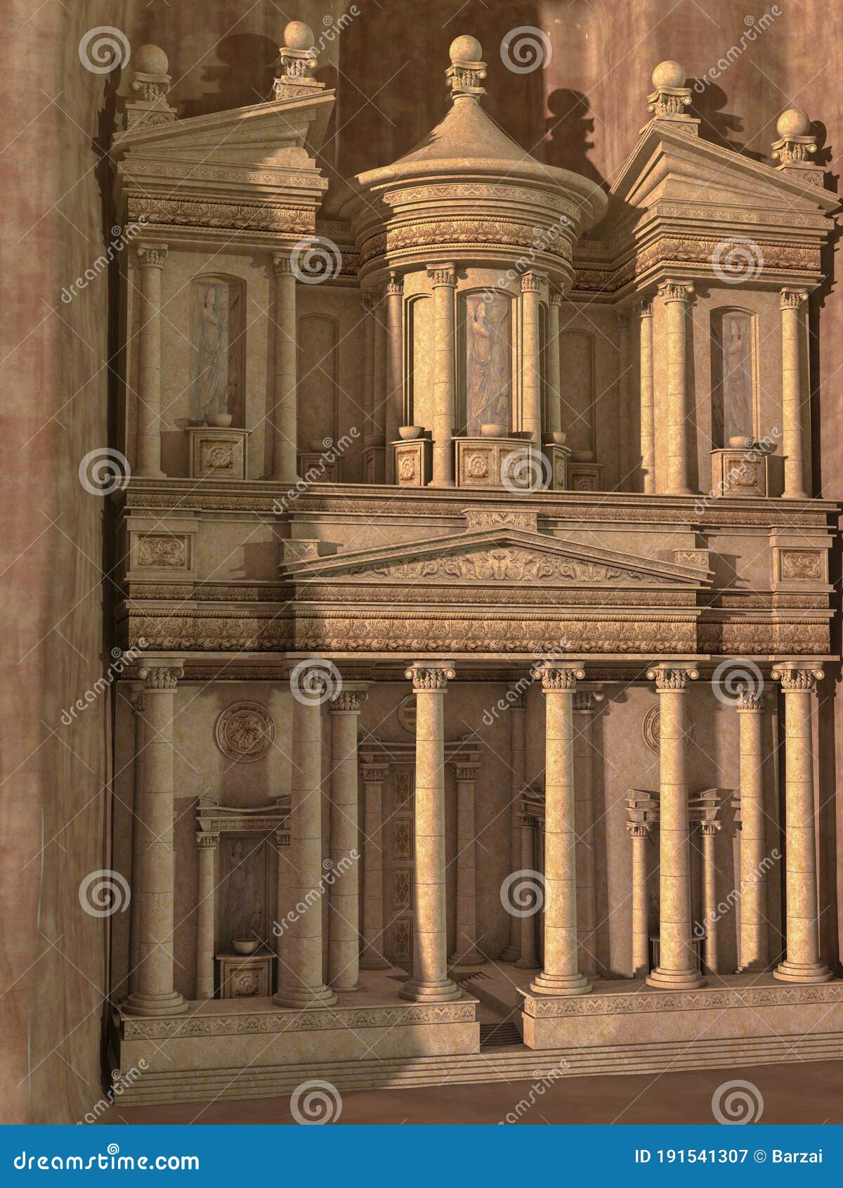 Pagan Temple with Columns and Doors. Stock Illustration - Illustration ...