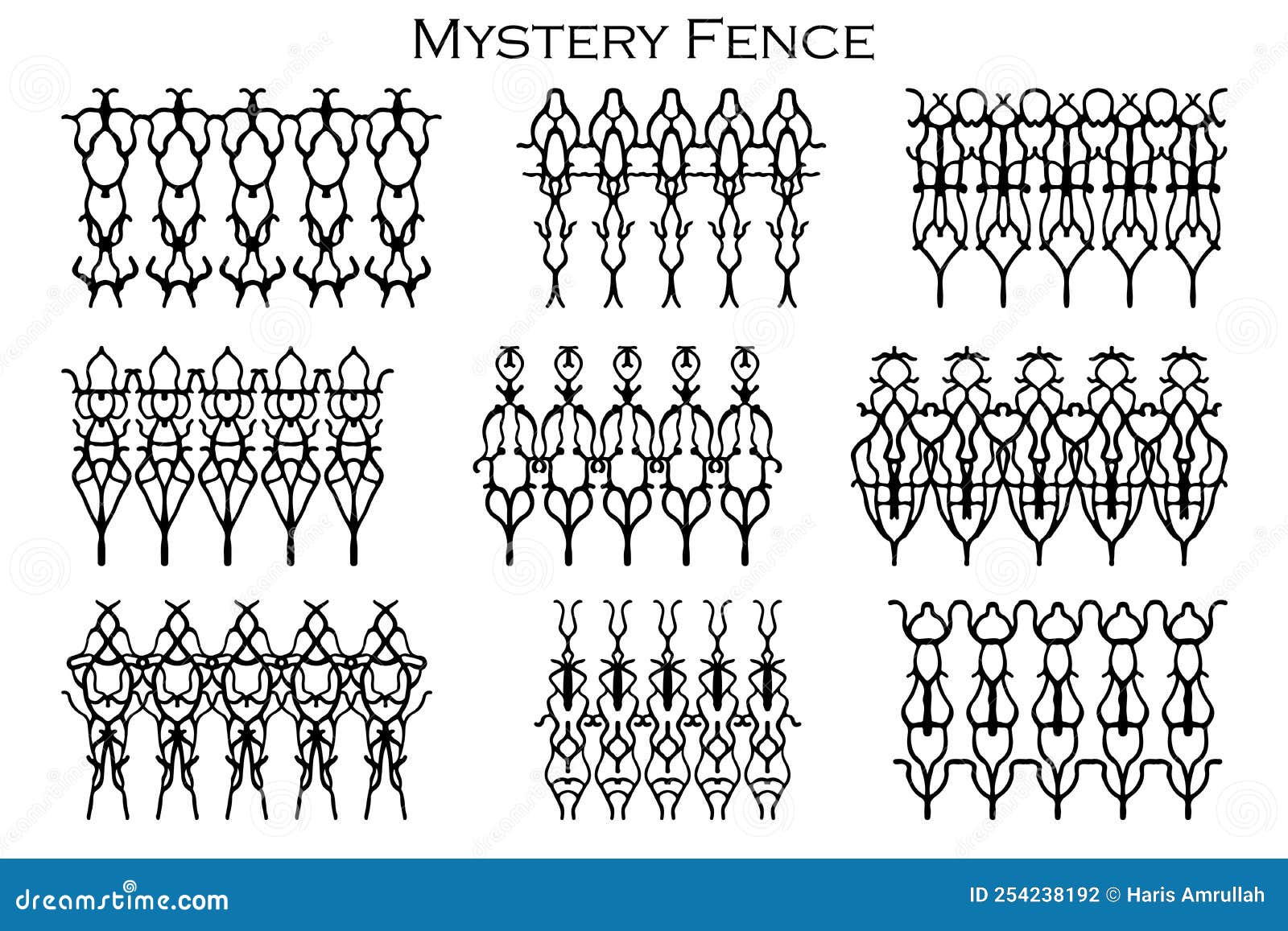 Assorted Spooky Cemetery Fence Silhouettes. Scary, Haunted and Spooky ...